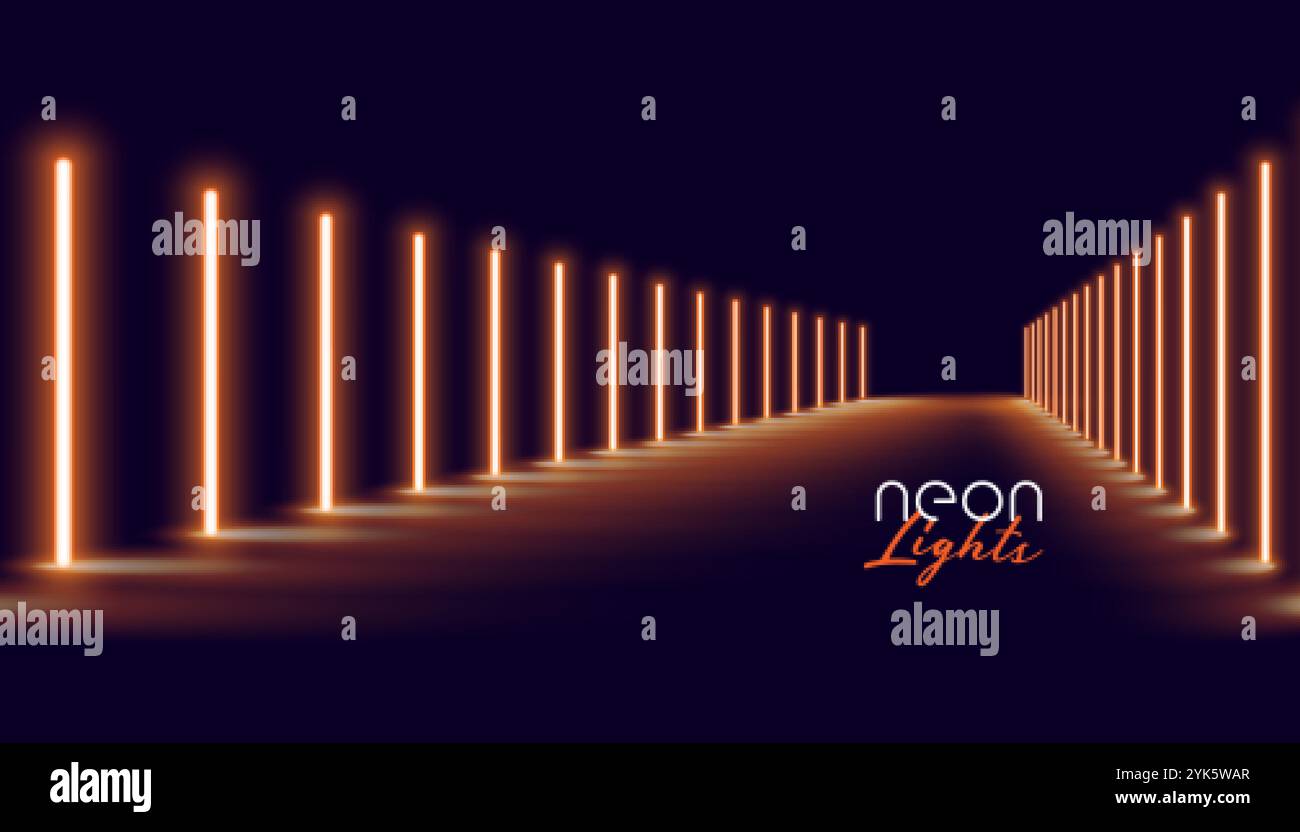 glowing golden neon lights line floor background Stock Vector Image ...