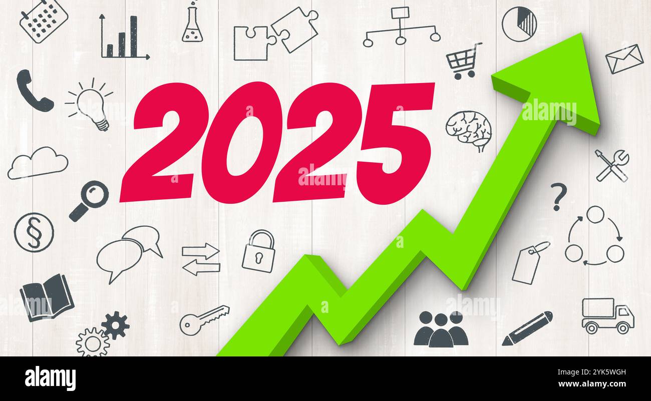 Ascending arrow with icons - 2025 Stock Photo - Alamy