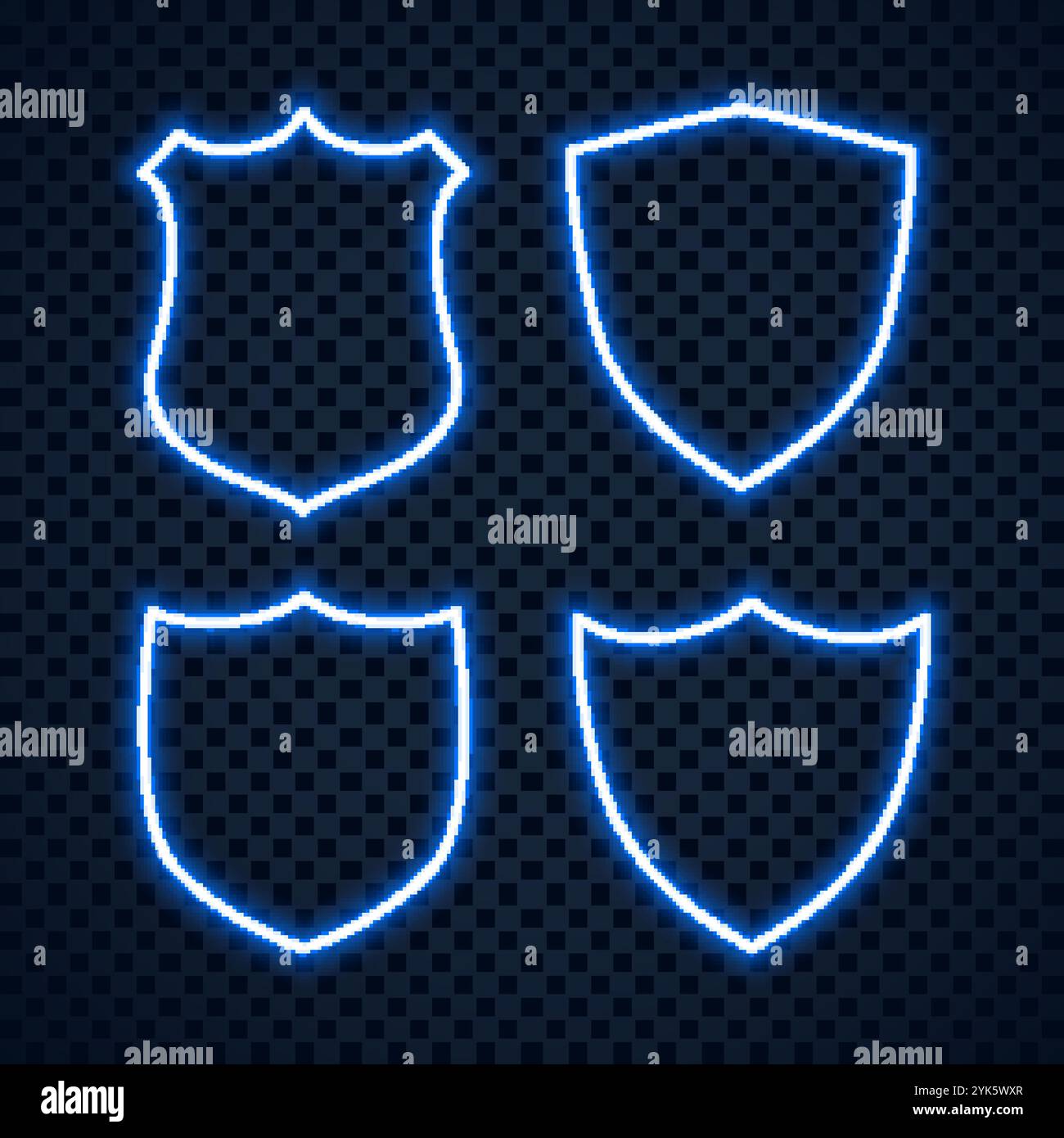blue neon security shield protection sign set Stock Vector Image & Art ...