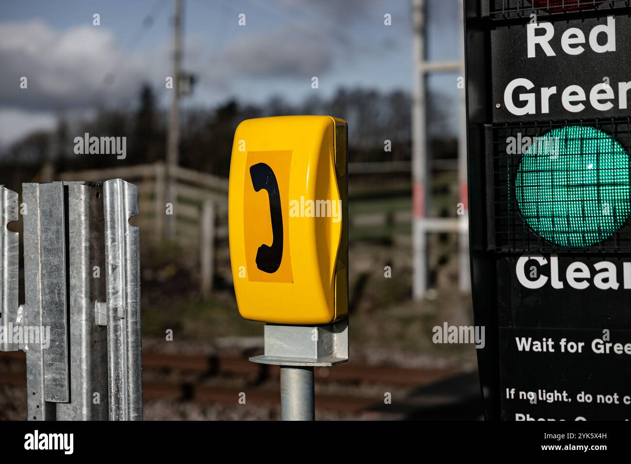 Yellow Telephone box for a Railway Crossing Control Device, with Green ...