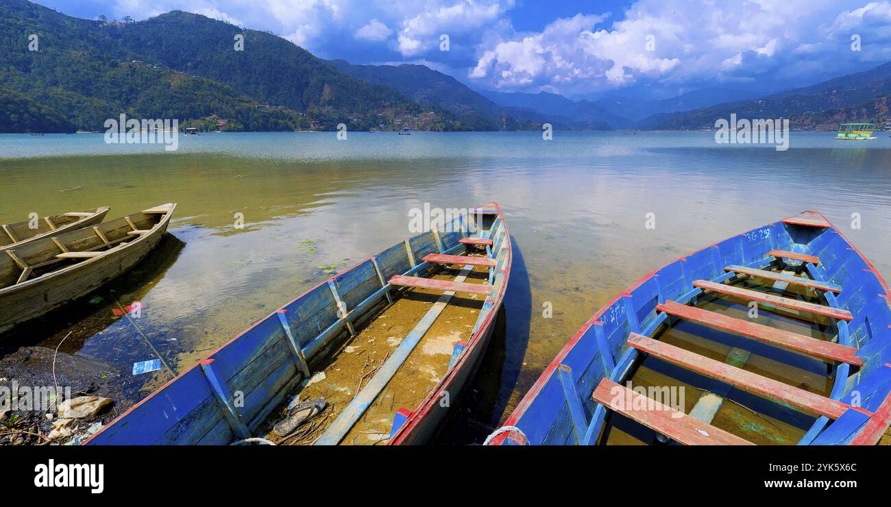 Wooden Rowing Boats, Phewa Lake, Fewa Lake, Pokhara, Nepal, Asia Stock ...