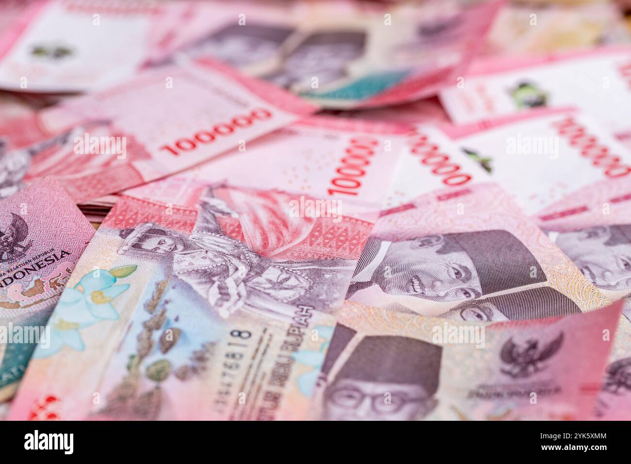 Indonesia money, stack of 100000 thousand Indonesian rupiah banknotes ...