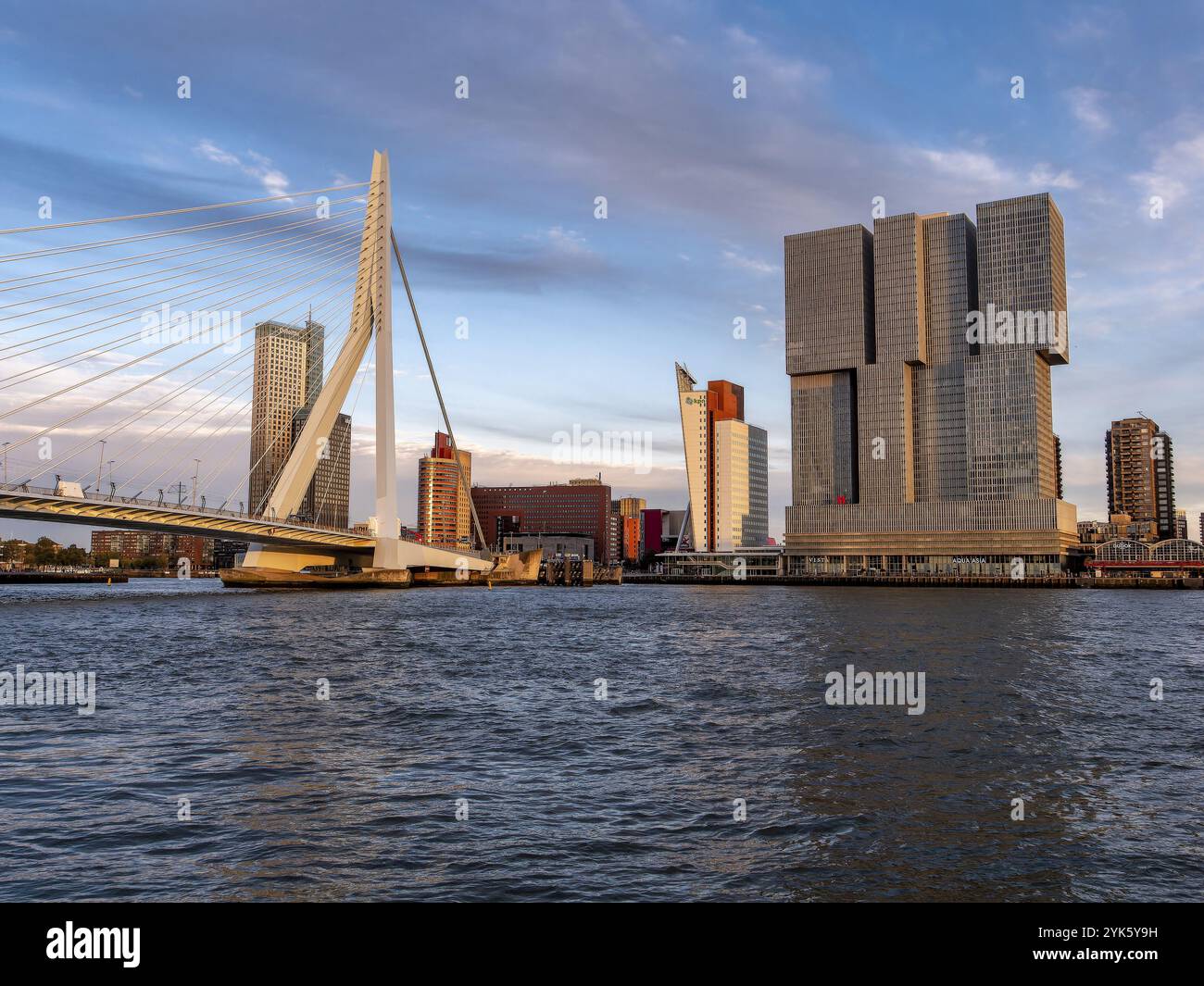 Erasmus Bridge by Ben van Berkel and modern skyscraper with office ...