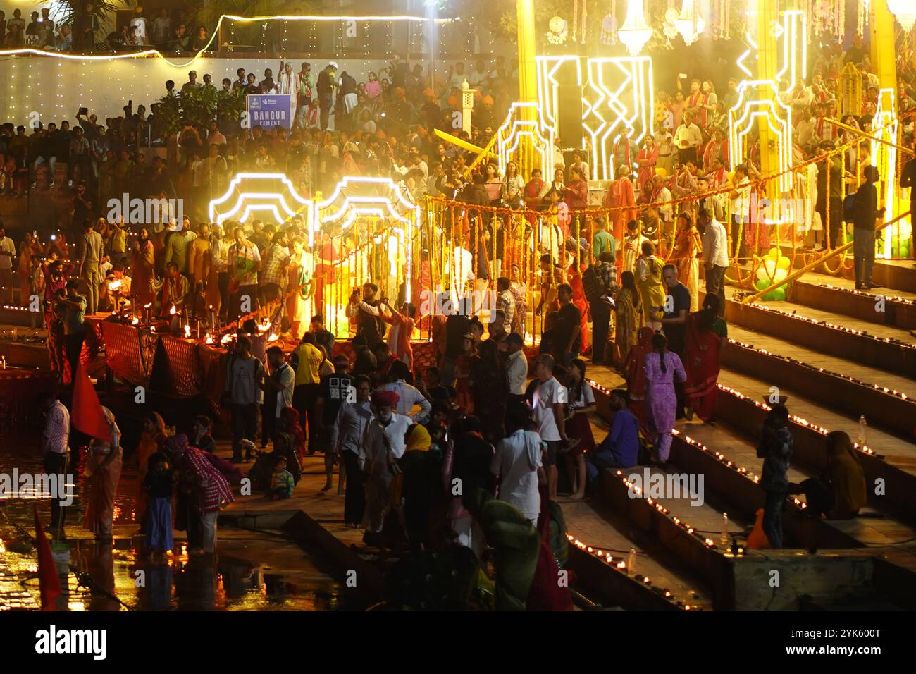 Pushkar, India. 15th Nov, 2024. An illuminated view of Holy Lake of ...