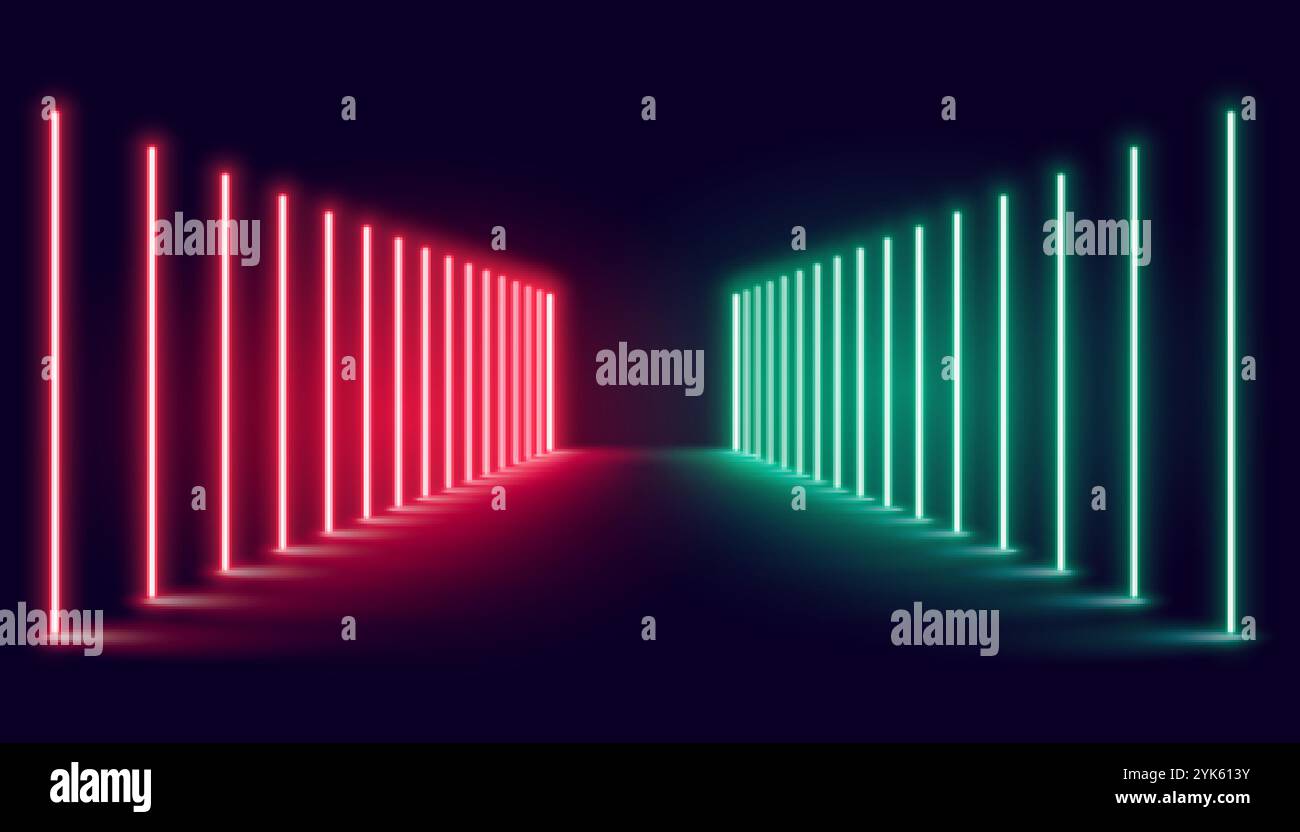 red and green neon light stage background design Stock Vector Image ...