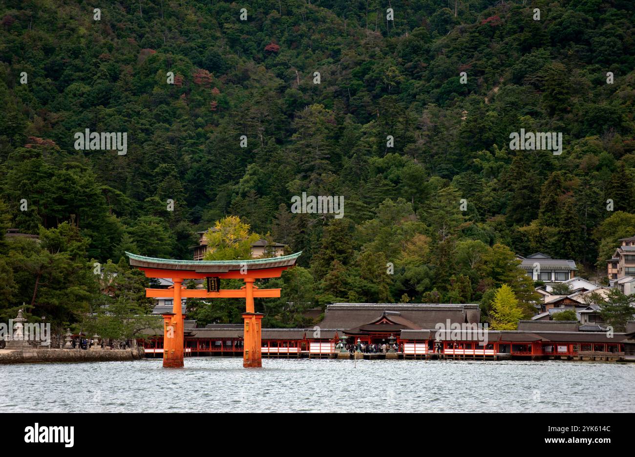 Famous Itsukushima Jinja Shinto shrine and floating torii gate seen ...