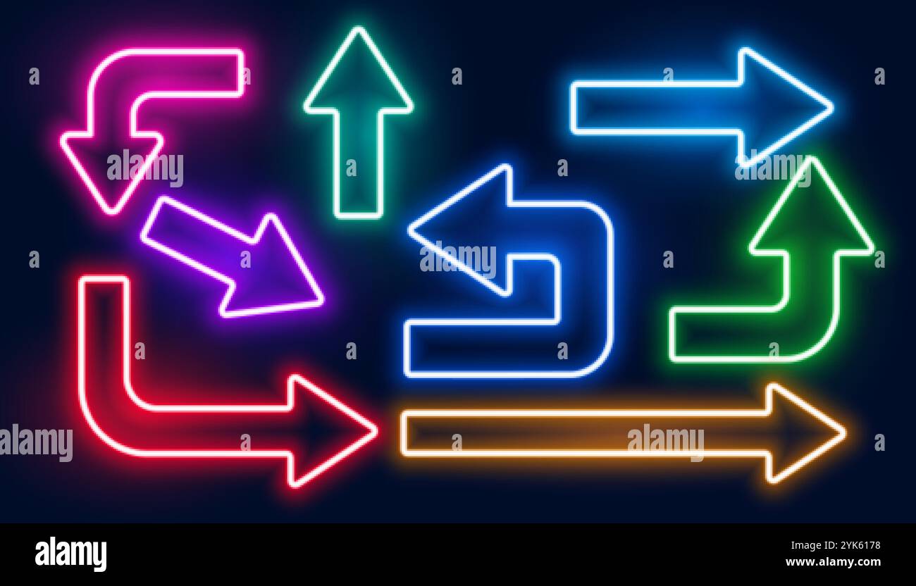 set of neon glowing colorful arrows design Stock Vector Image & Art - Alamy