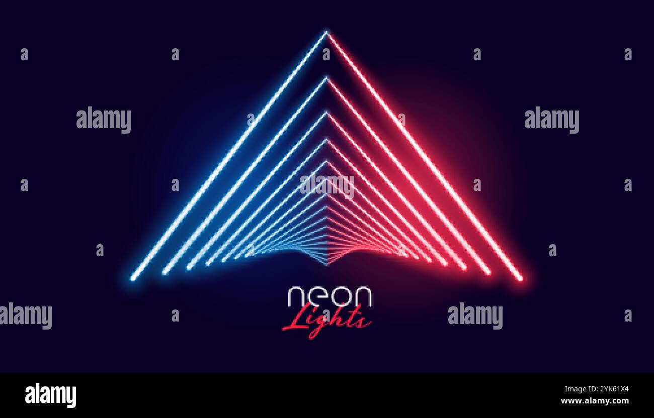 neon lights geometric shape in red and blue color Stock Vector Image ...
