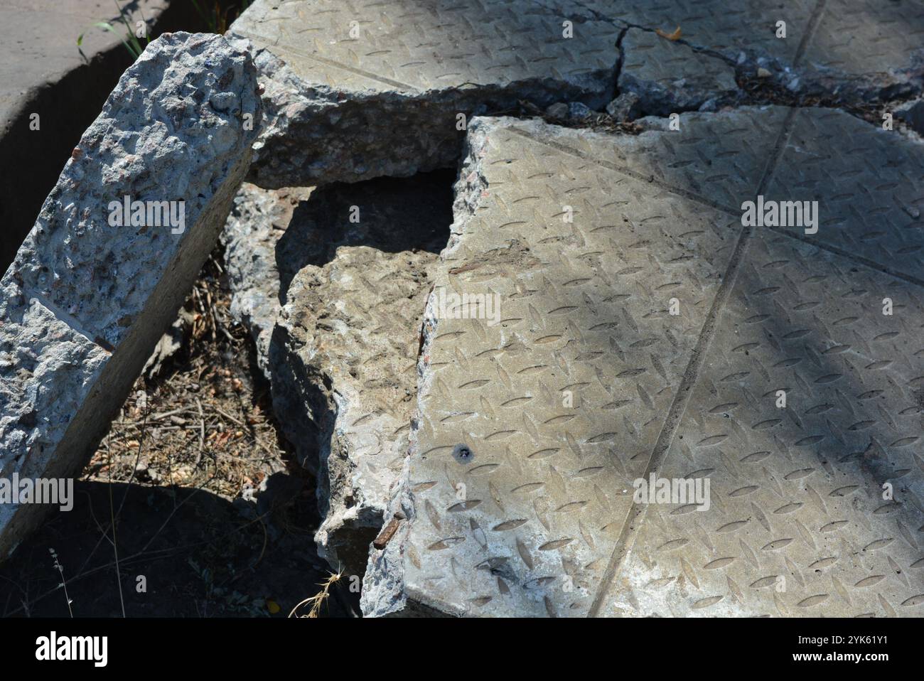 Construction materials, repair work, broken reinforced concrete cement ...