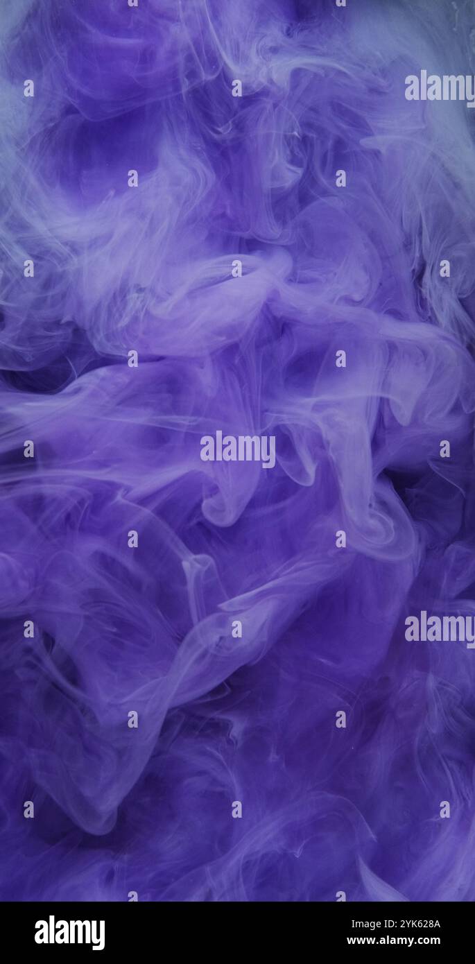 Smoke cloud. Ink water. Purple color vapor splash haze spreading ...