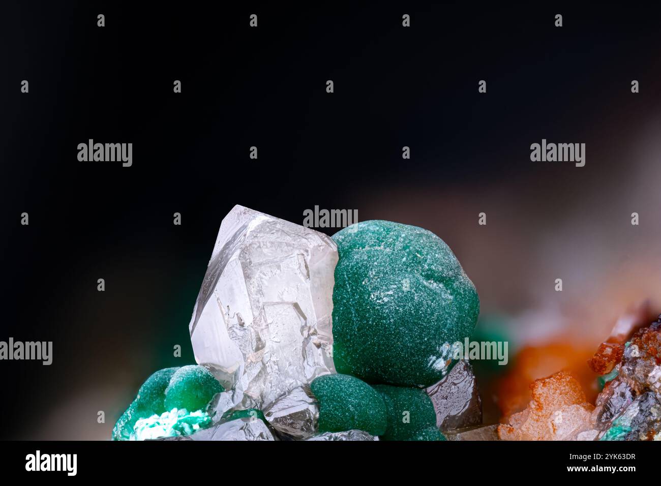 White Cerussite and green Malachite. Specimen from Mas Dieu, Laval ...
