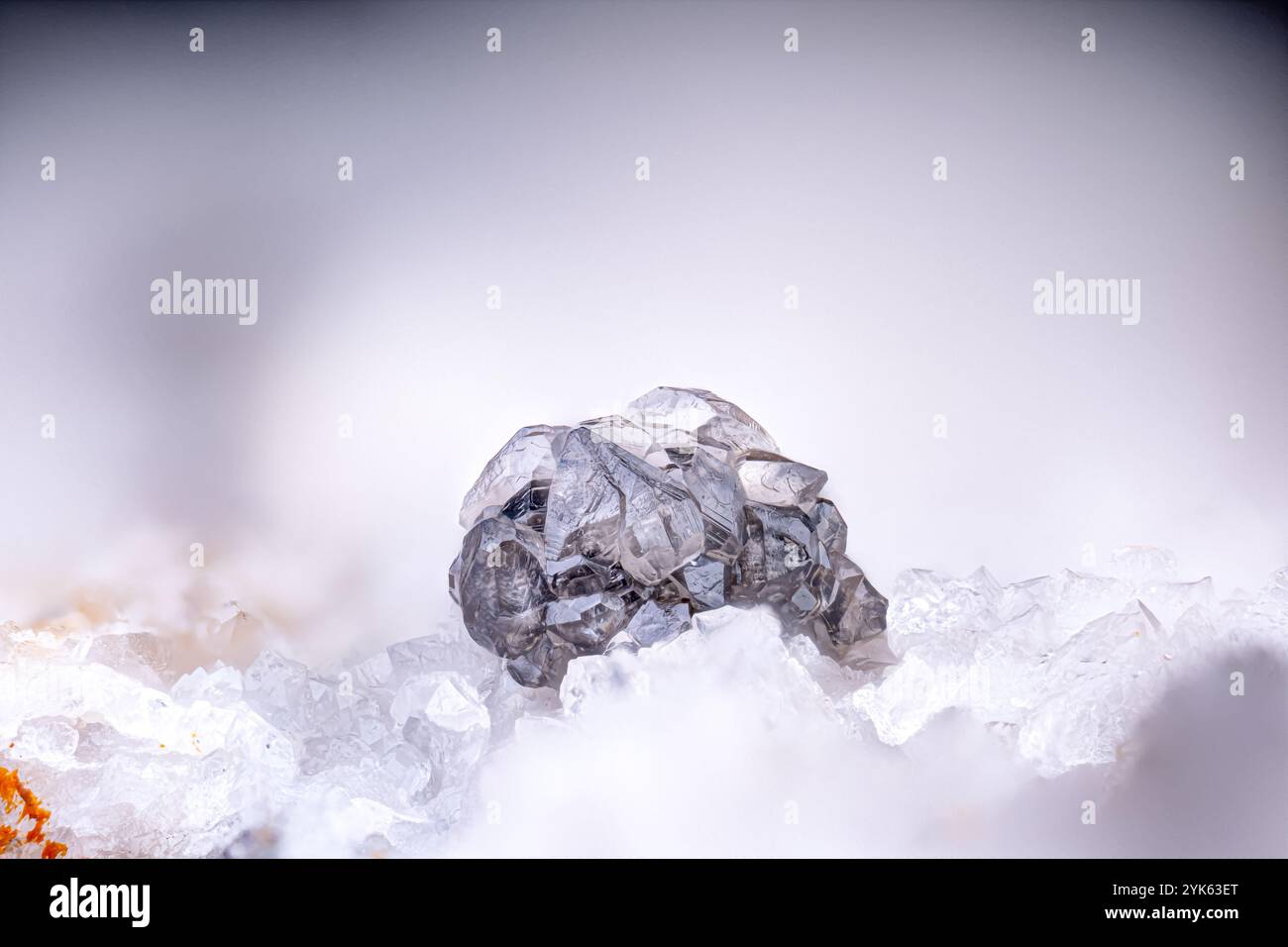 Grey Cerussite on white Quartz. Specimen from Mas Dieu, Laval-Pradel ...
