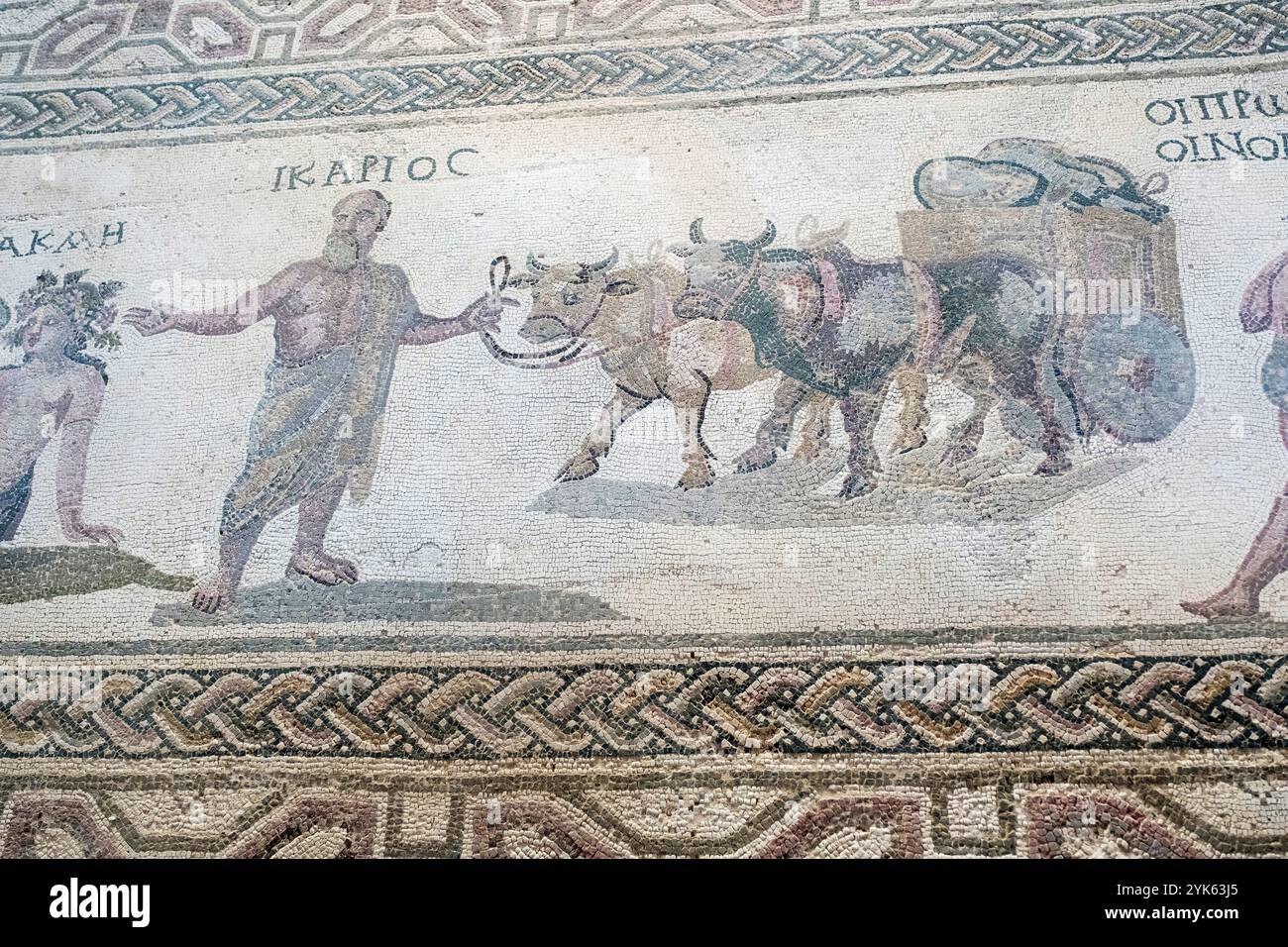 House of Dionysos, Paphos, Cyprus: Icarios depicted holding the reins ...