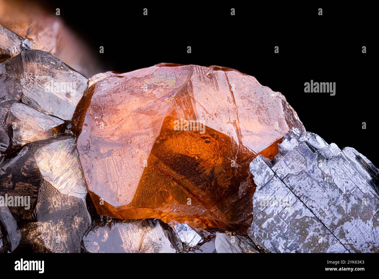 Orange Spessartine with Galena. Specimen from North Mine, broken hill ...