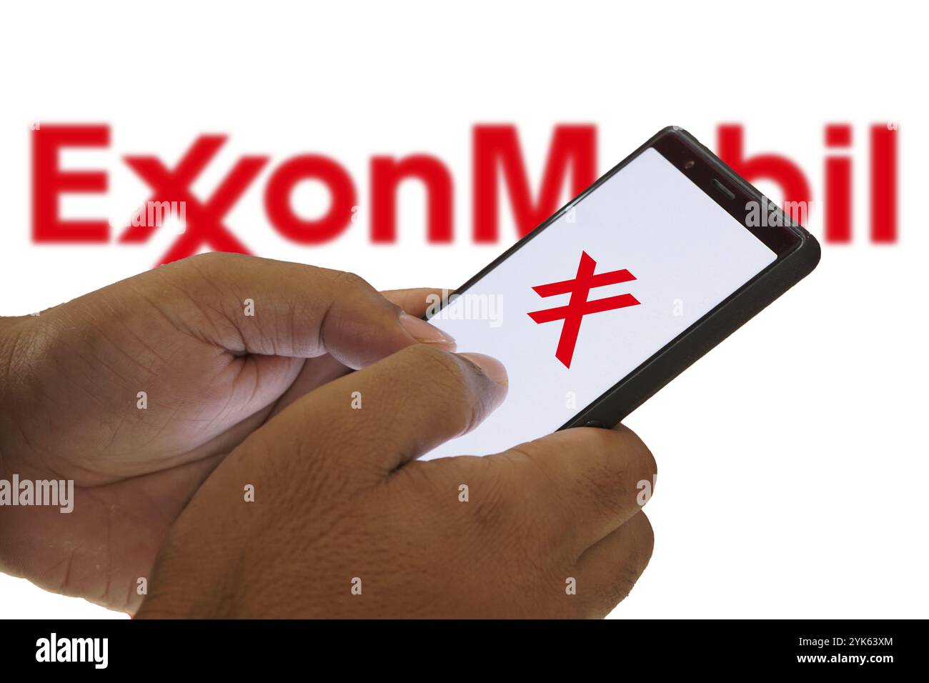 ExxonMobil Corporation Logo on a mobile screen stock image. It's a ...