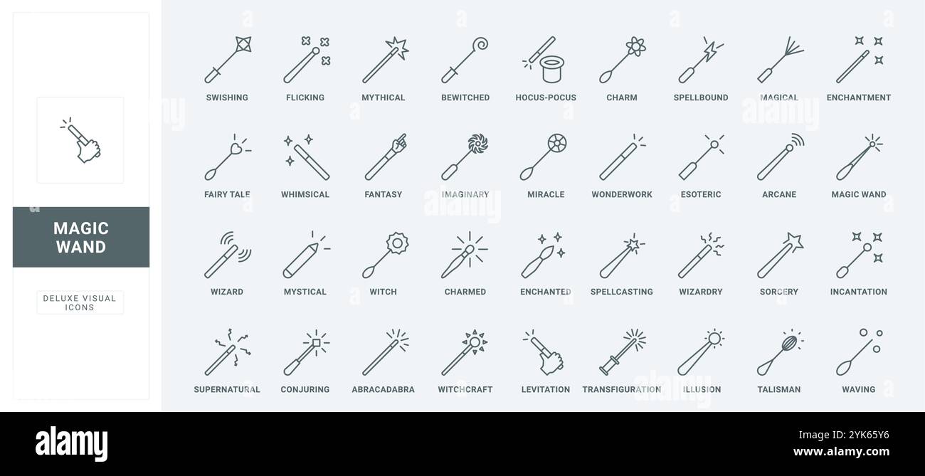 Wizard or witch fairy stick with star and lightning spell, heart and ...