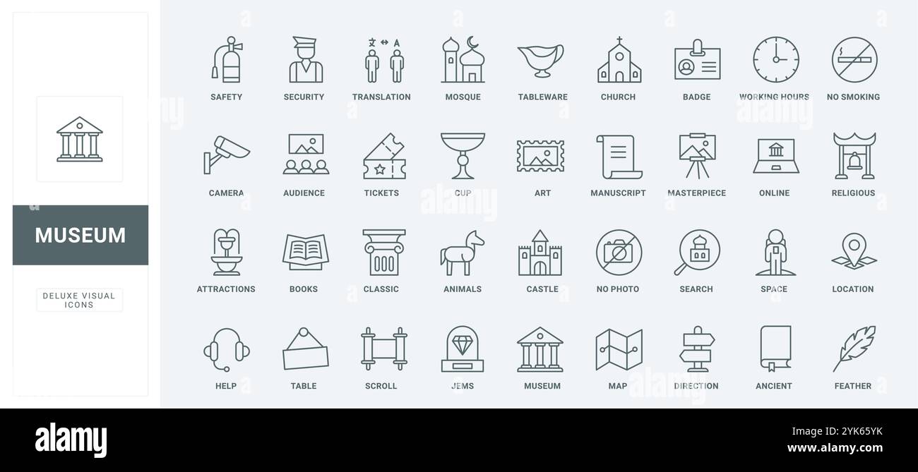 Classic pillar, sculpture and painting, book and jewel, museum staff ...