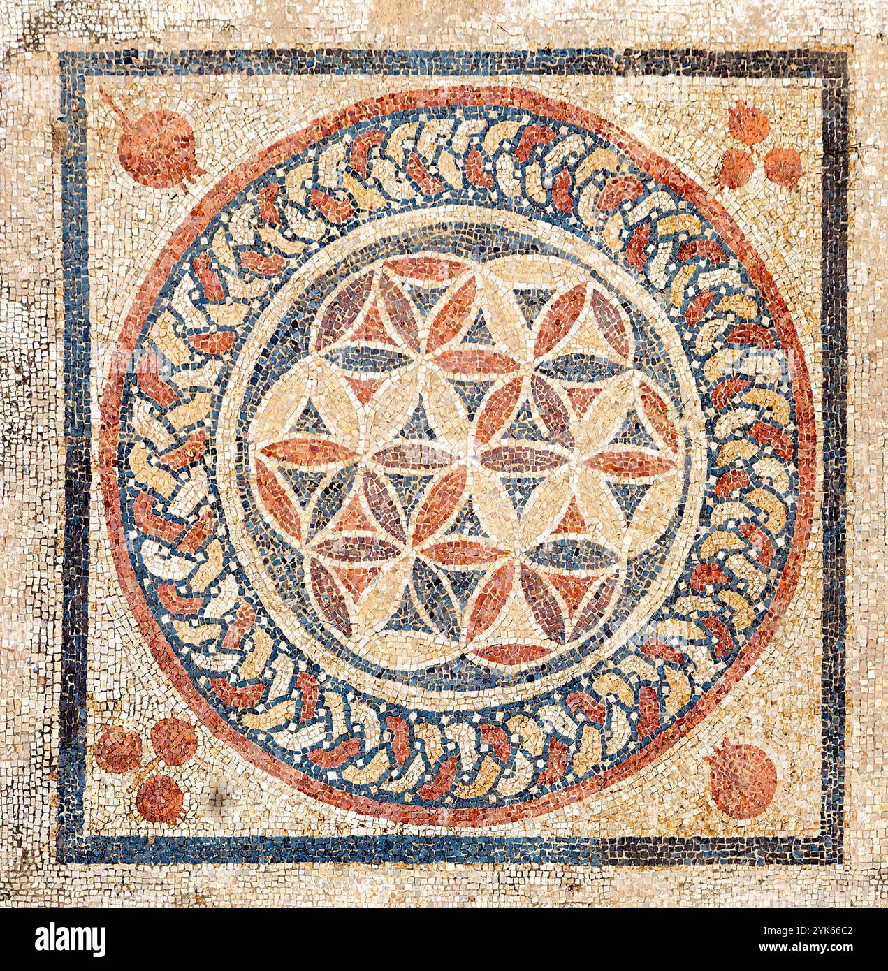 A beautifully crafted mosaic showcases detailed geometric designs in ...