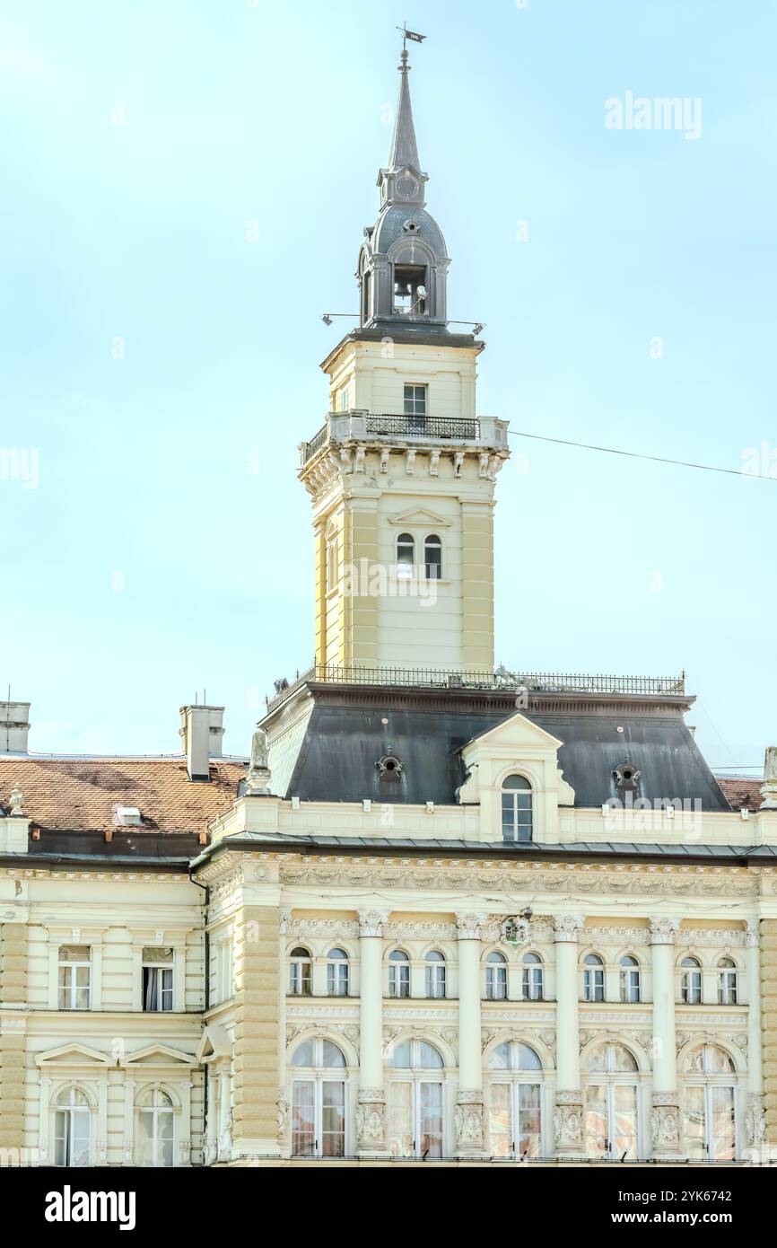 A panoramic city view of Novi Sad with its iconic bridge over the ...