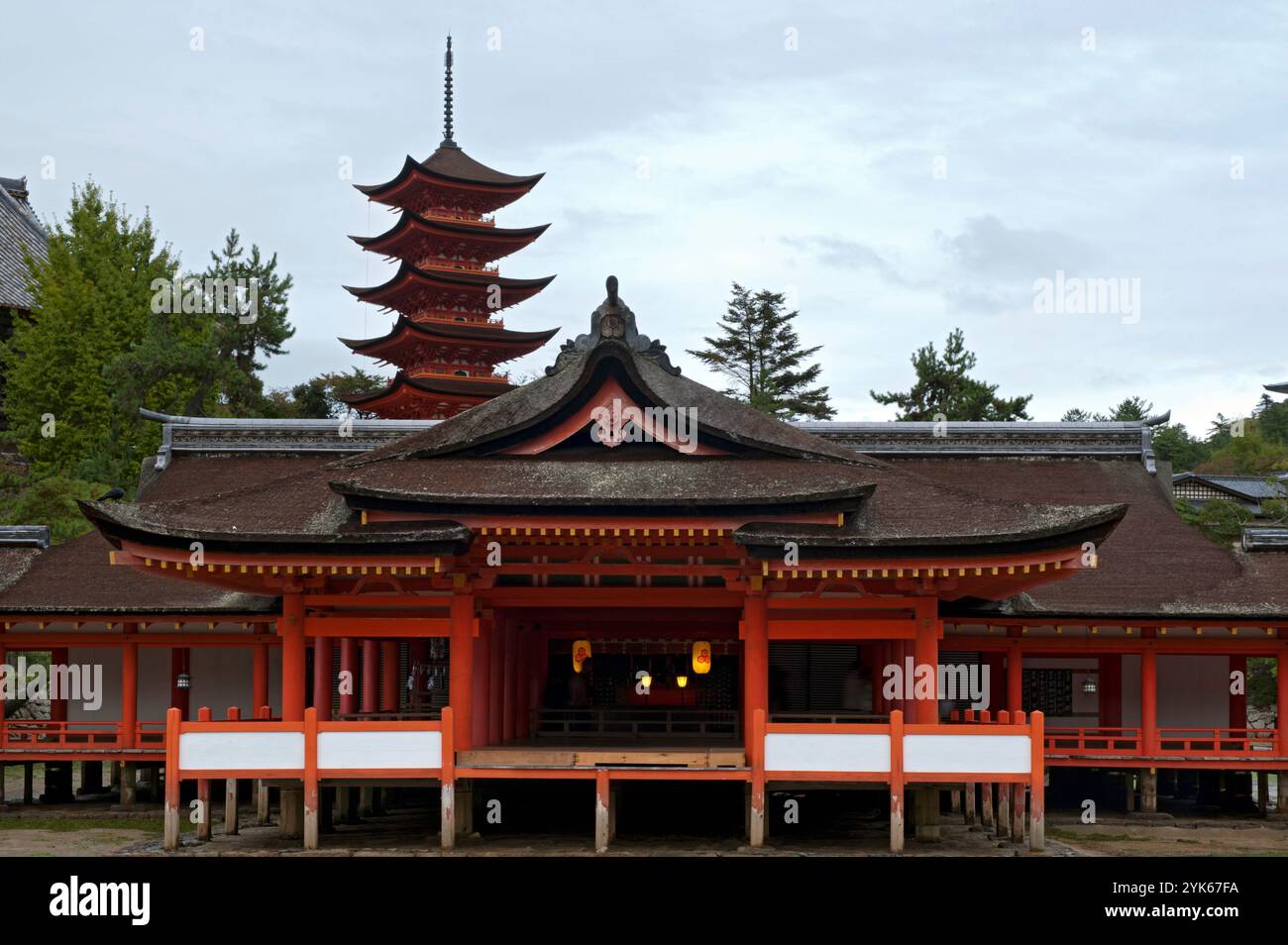 View of Itsukushima Jinja Shinto shrine and 5-story pagoda on Miyajima ...