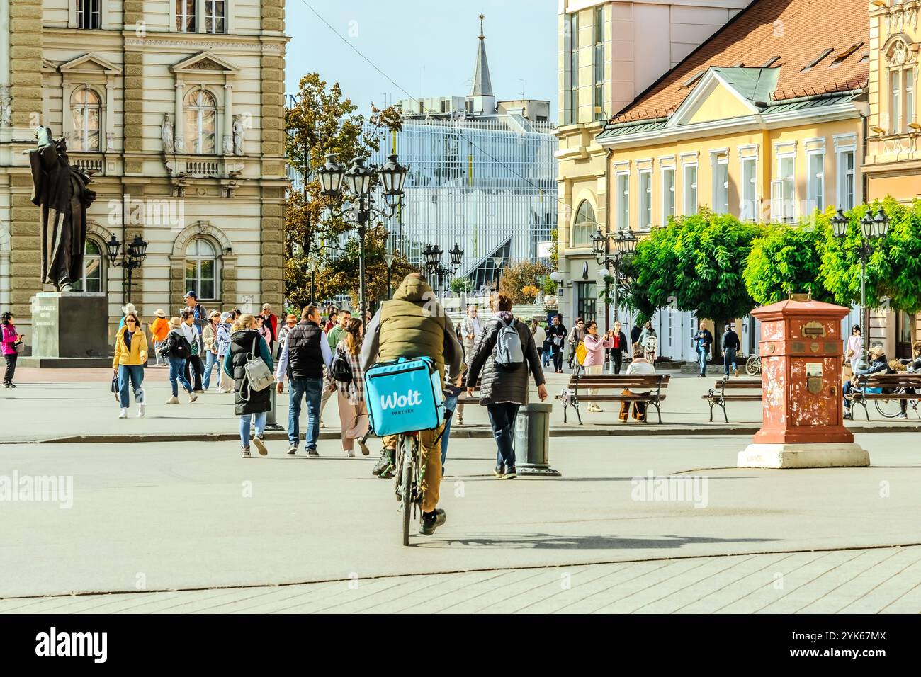 A panoramic city view of Novi Sad with its iconic bridge over the ...
