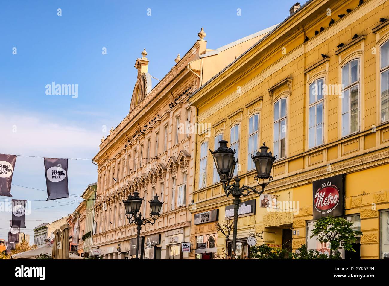 A panoramic city view of Novi Sad with its iconic bridge over the ...