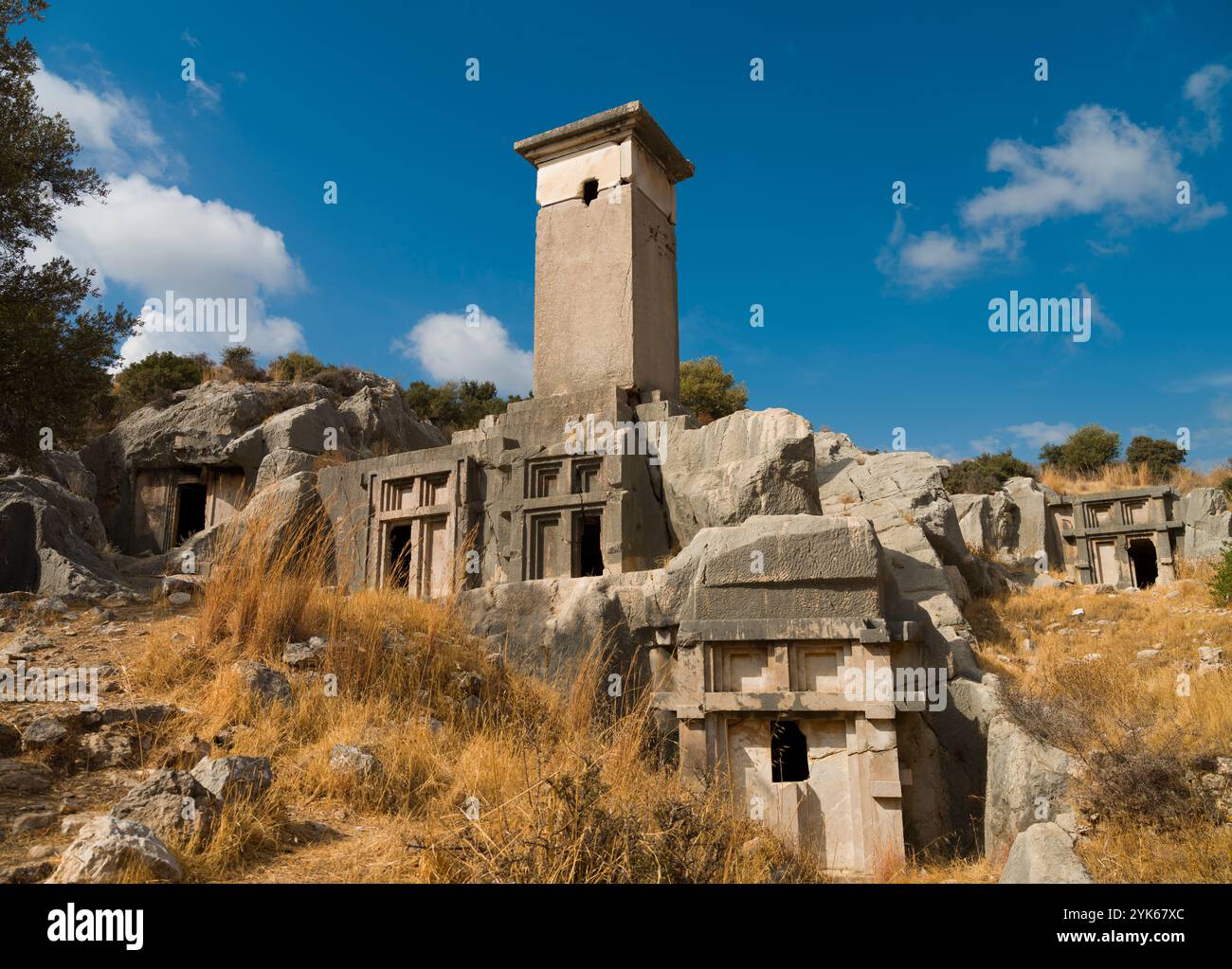 The ancient city of Xanthos, capital of the Lycian civilization. Tombs ...