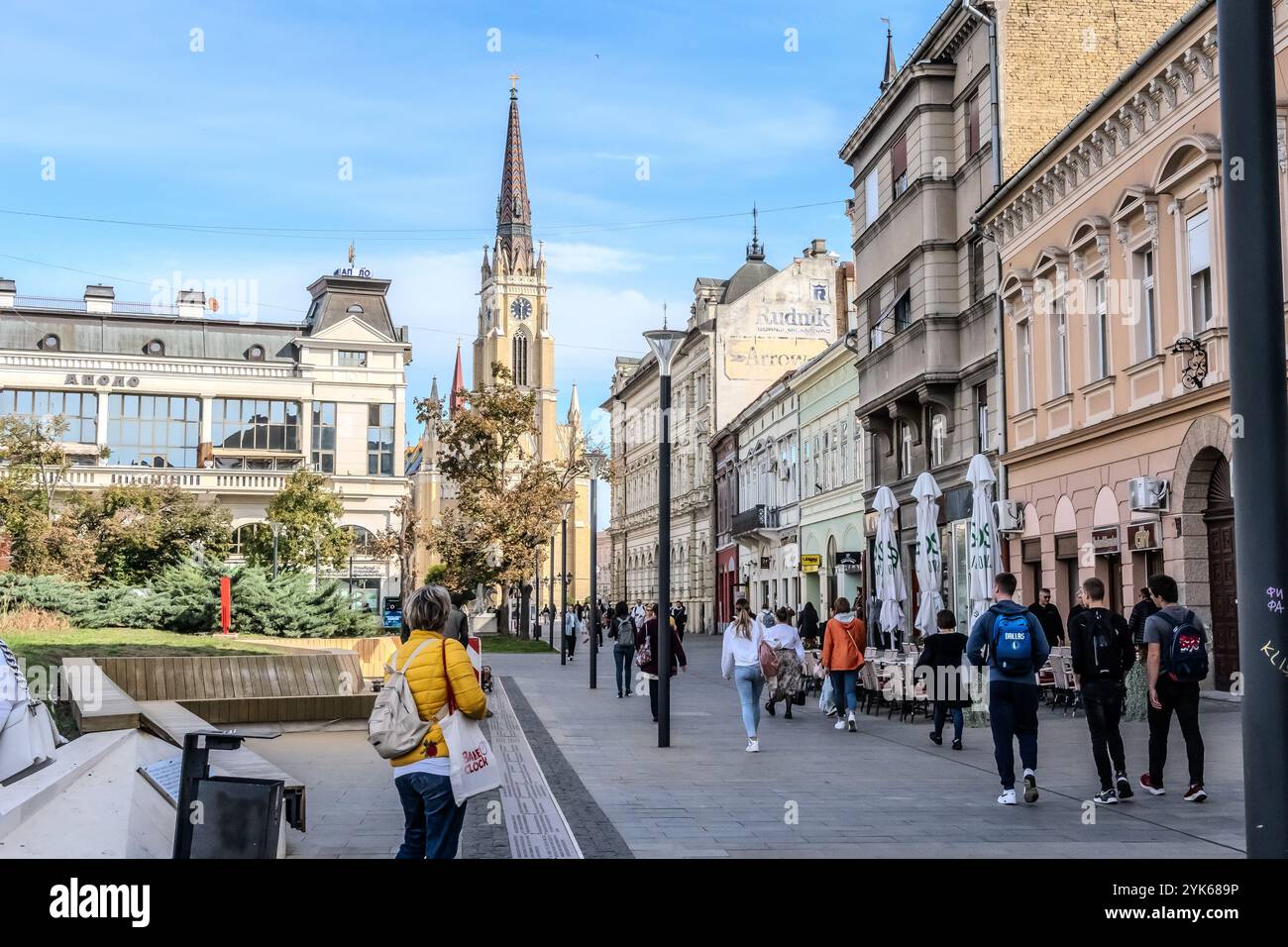 A panoramic city view of Novi Sad with its iconic bridge over the ...