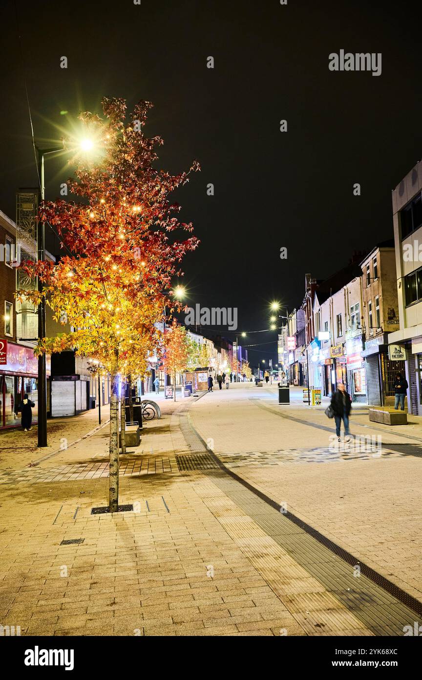 Pedestrianised Friargate Preston city centre at night Stock Photo - Alamy
