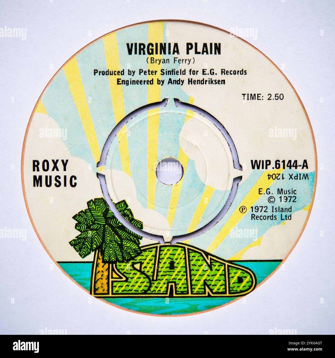 Centre label of the seven inch single version of Virginia Plain by Roxy ...