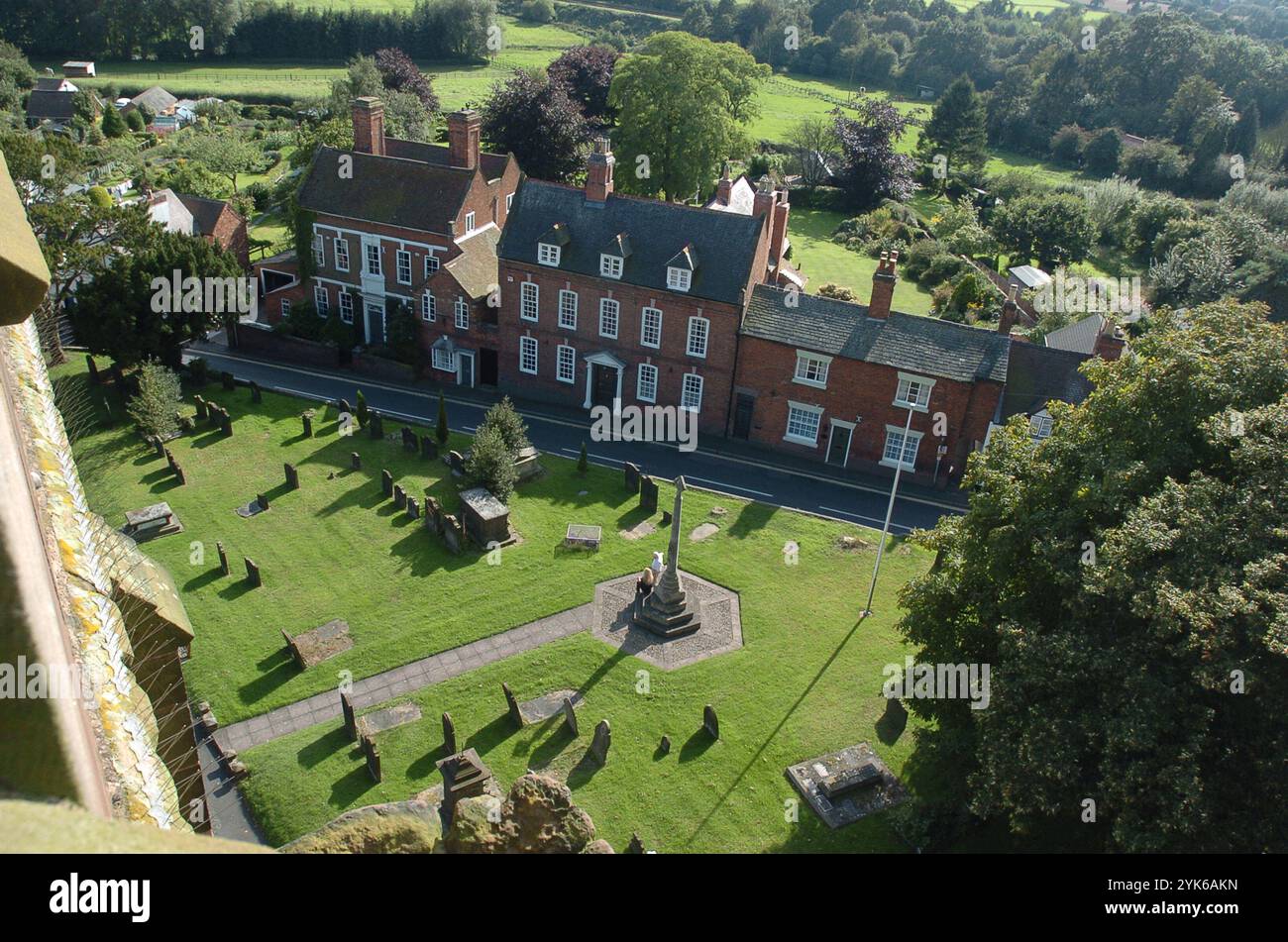 Brewood village churchyard taken from the tower of the church of St ...
