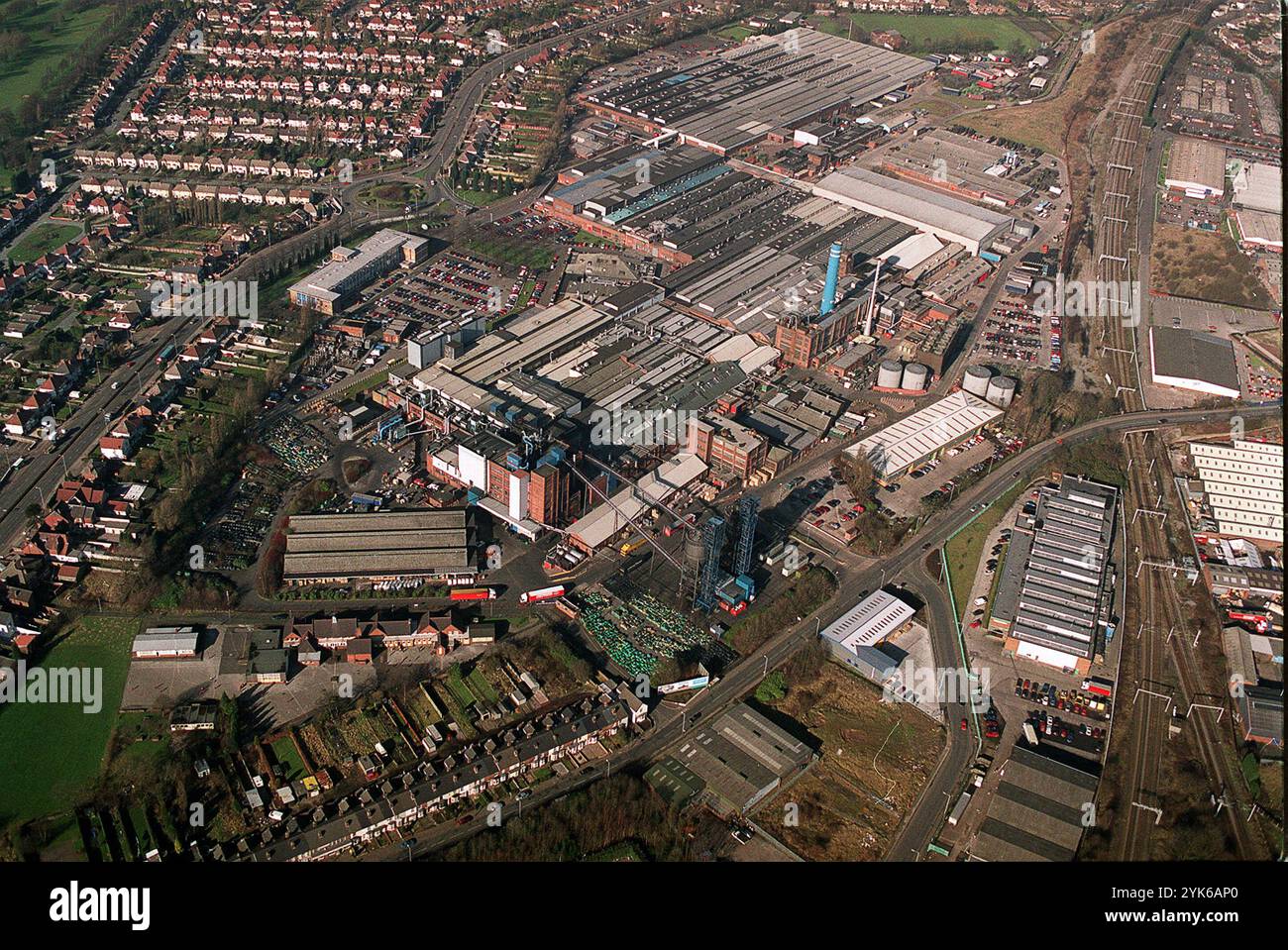 Aerial view of Goodyear tyre plant in Wolverhampton between the A449 ...