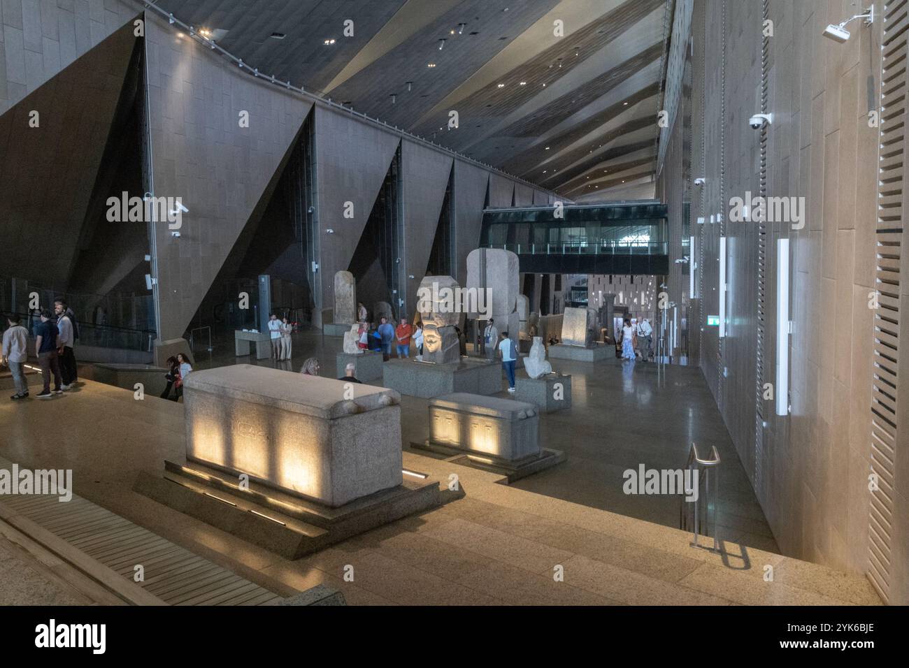 View from the top of the Grand Egyptian Museum's grand staircase ...