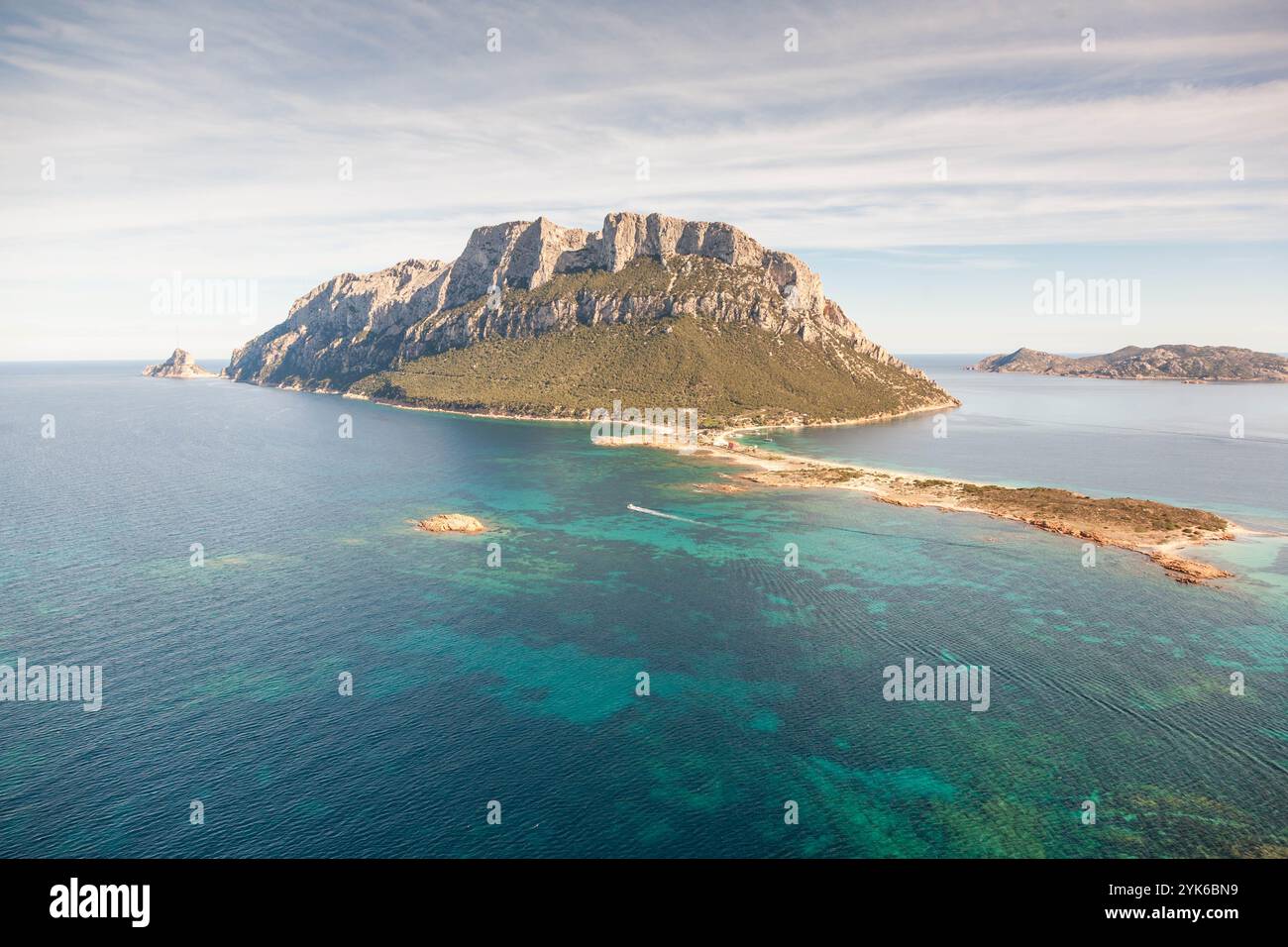 aerial full view panoramic of tavolara and molara island sardinia Olbia ...