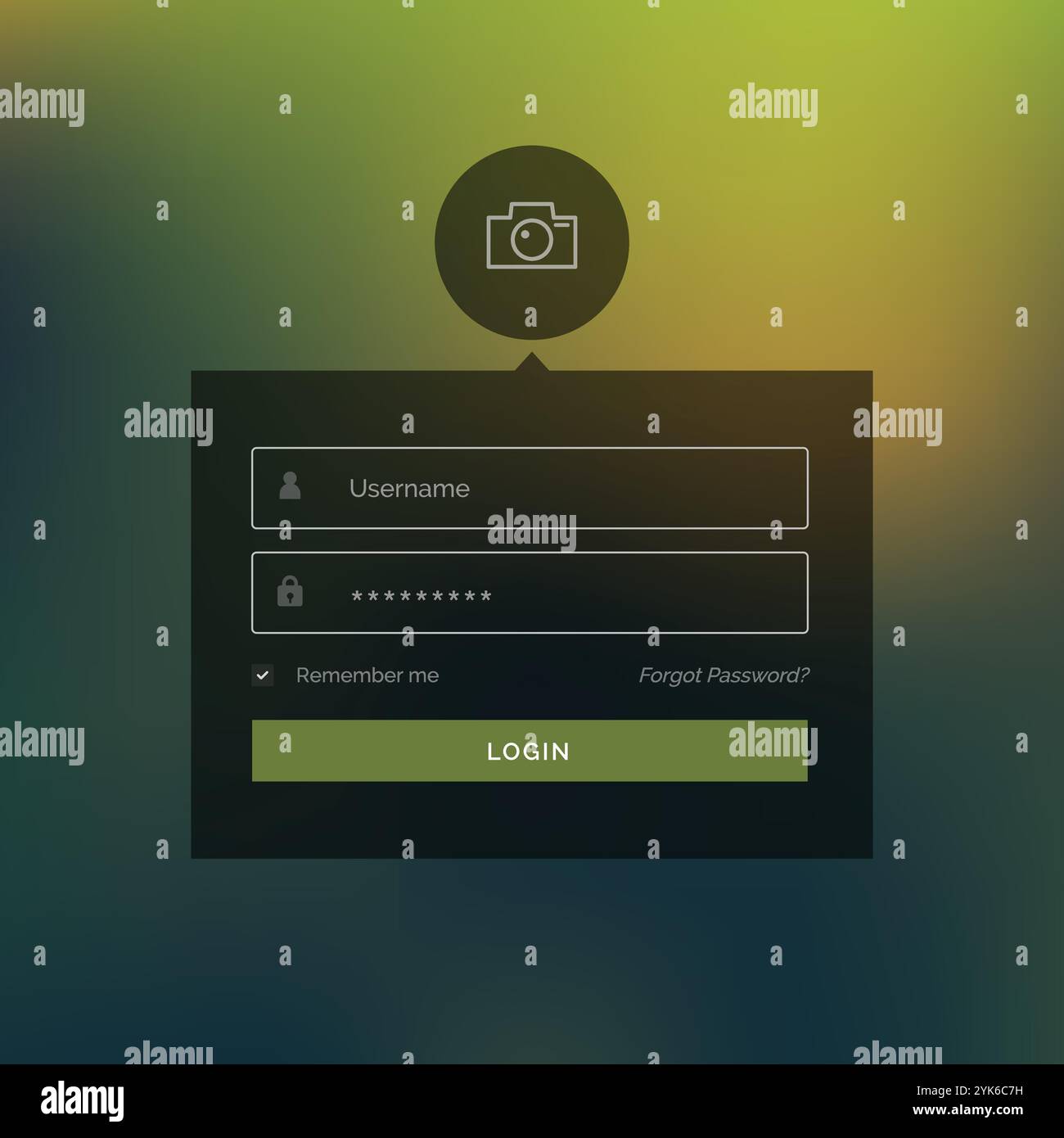 dark login form with line camera icon on blurred background Stock Vector Image & Art - Alamy