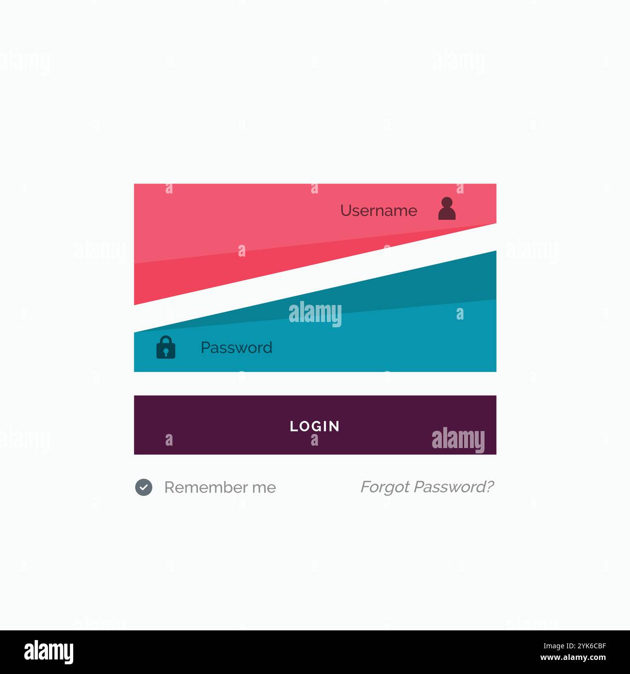 Creative login form ui template Cut Out Stock Images & Pictures - Alamy