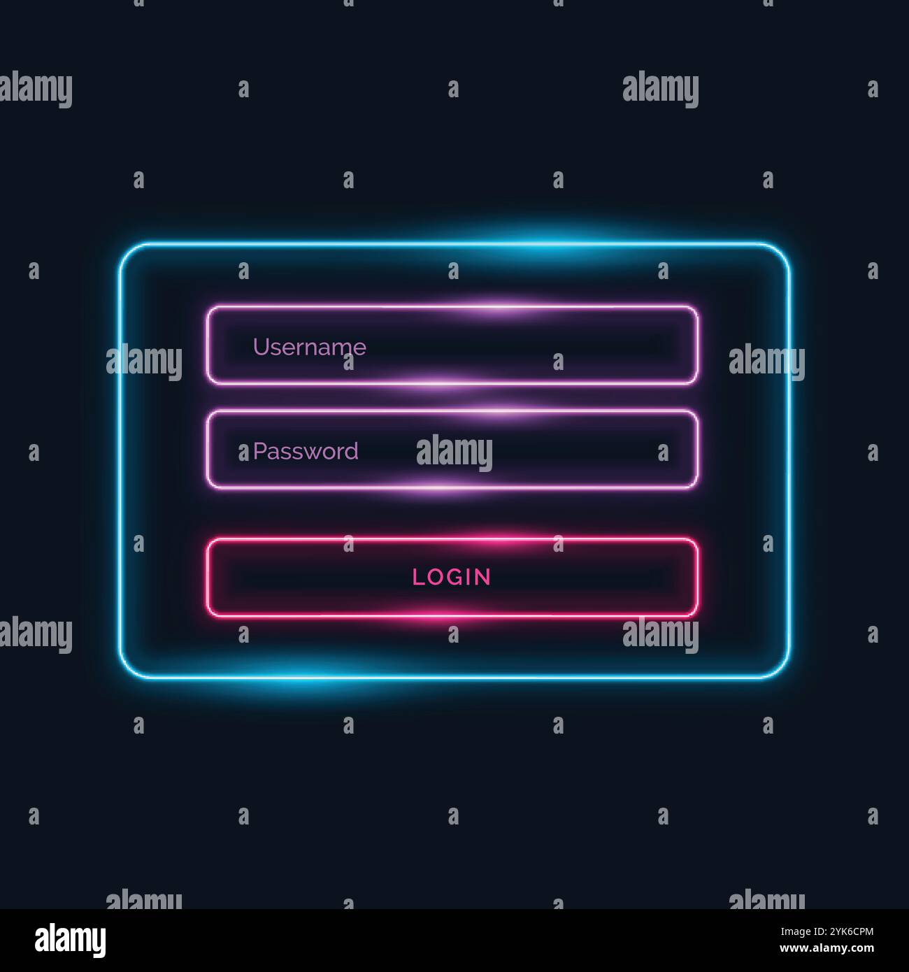 neon style login ui form design with shiny effect Stock Vector Image ...