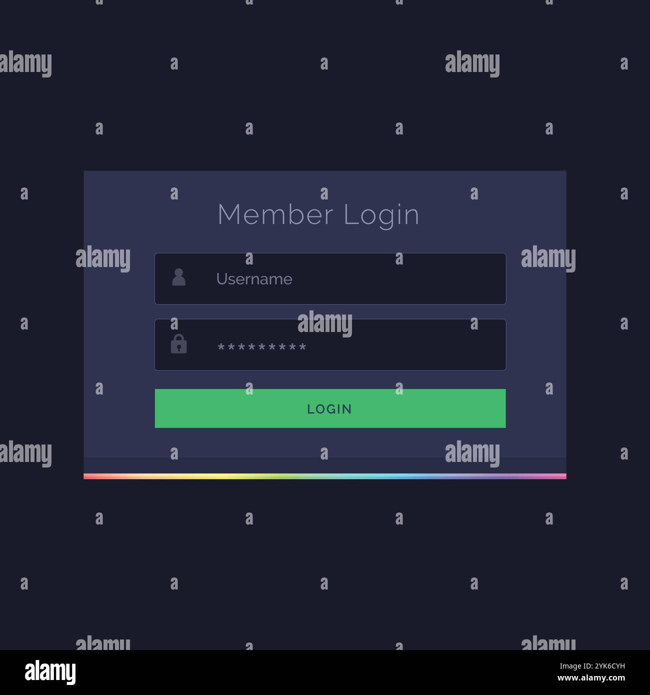 Creative dark login form design hi-res stock photography and images - Alamy