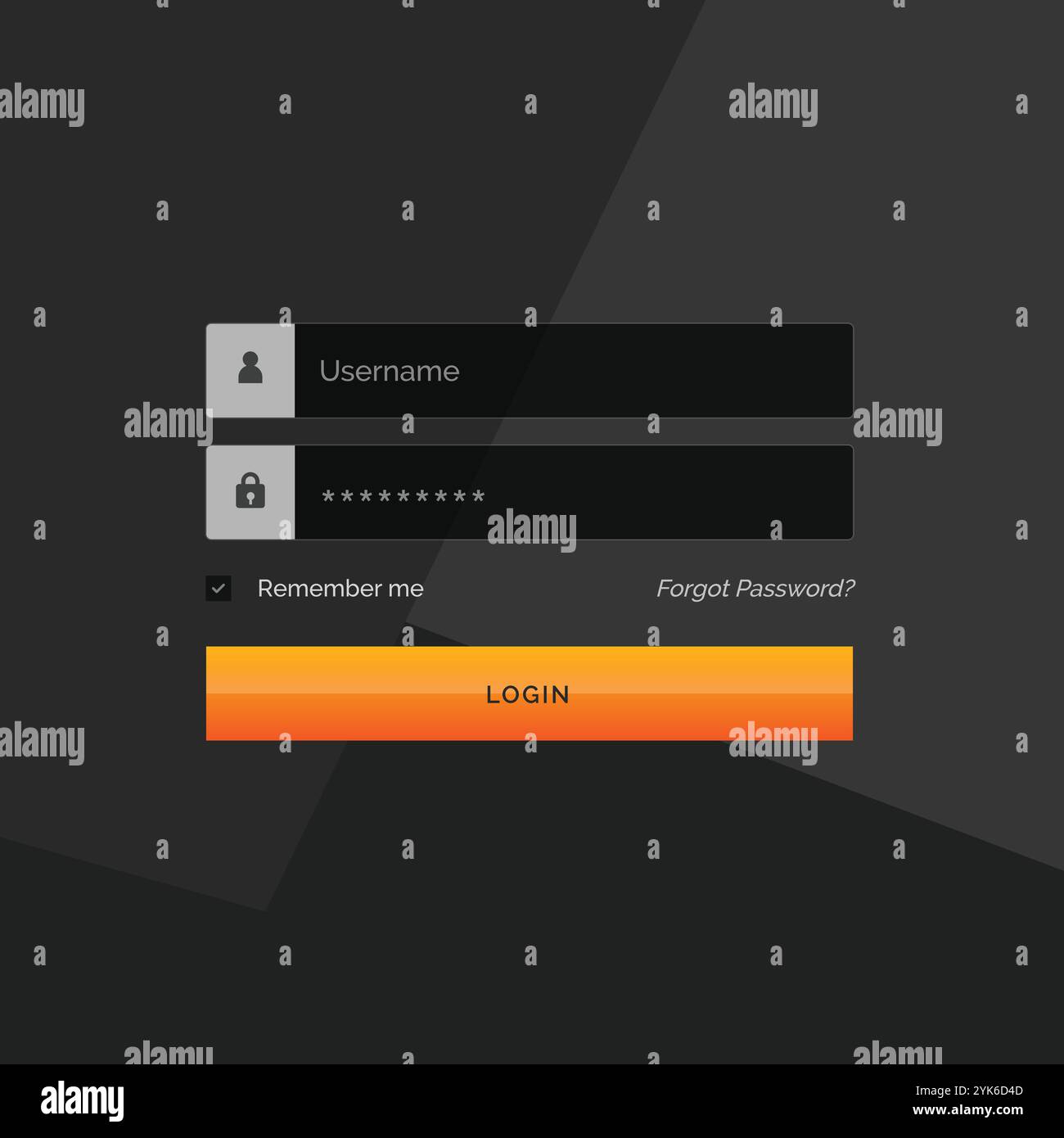 dark login form template design with username and password Stock Vector Image & Art - Alamy