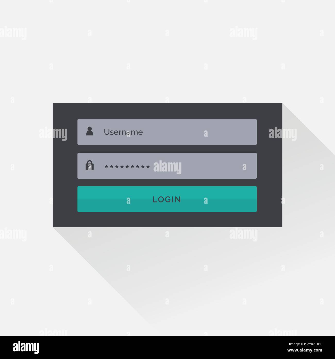 flat dark login box interface design with shadow Stock Vector Image & Art - Alamy