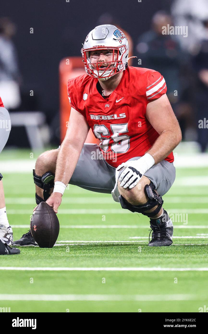 Las Vegas, NV, USA. 16th Nov, 2024. UNLV Rebels center Jack Hasz (65 ...