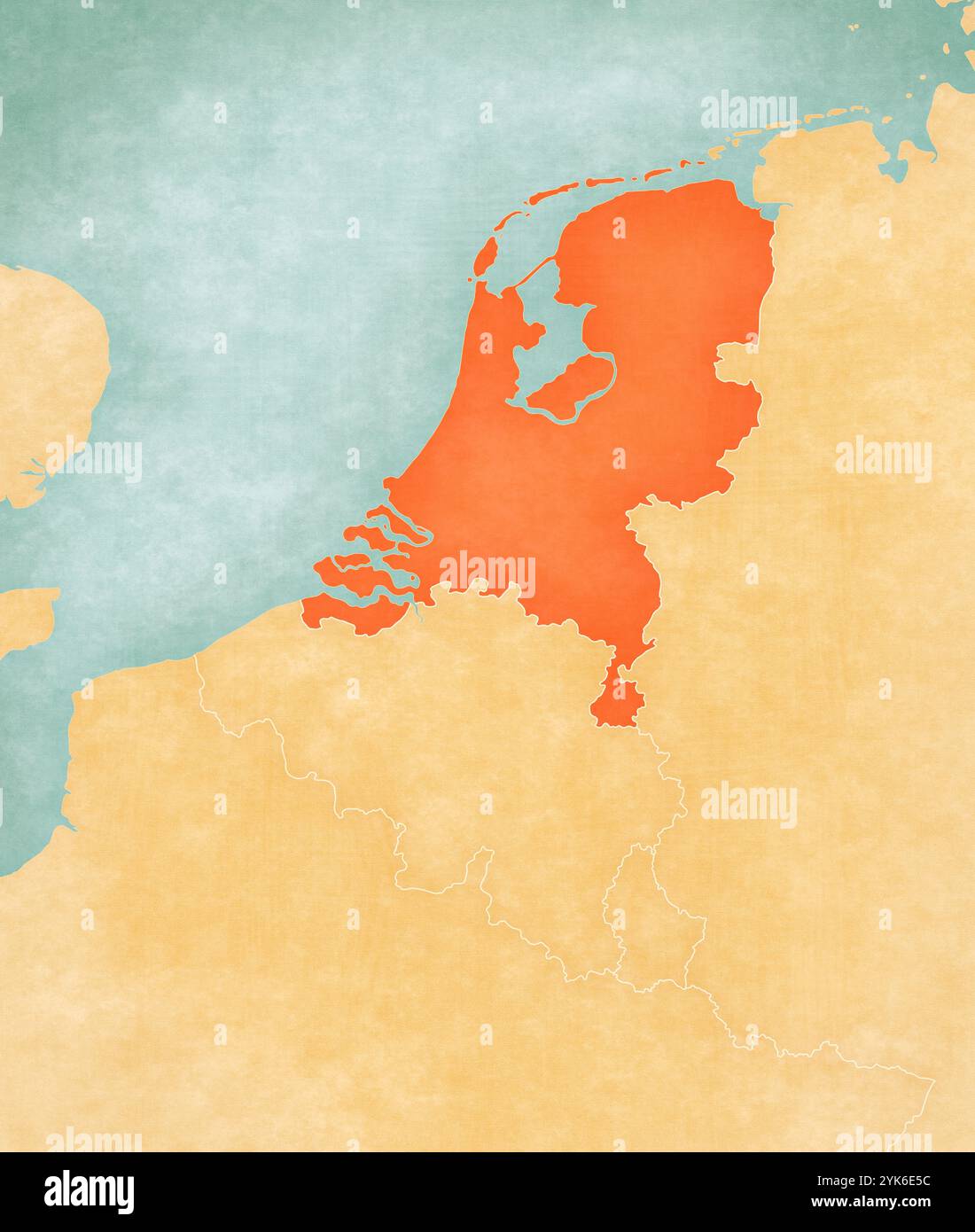Netherlands on the map of Benelux in soft grunge and vintage style ...