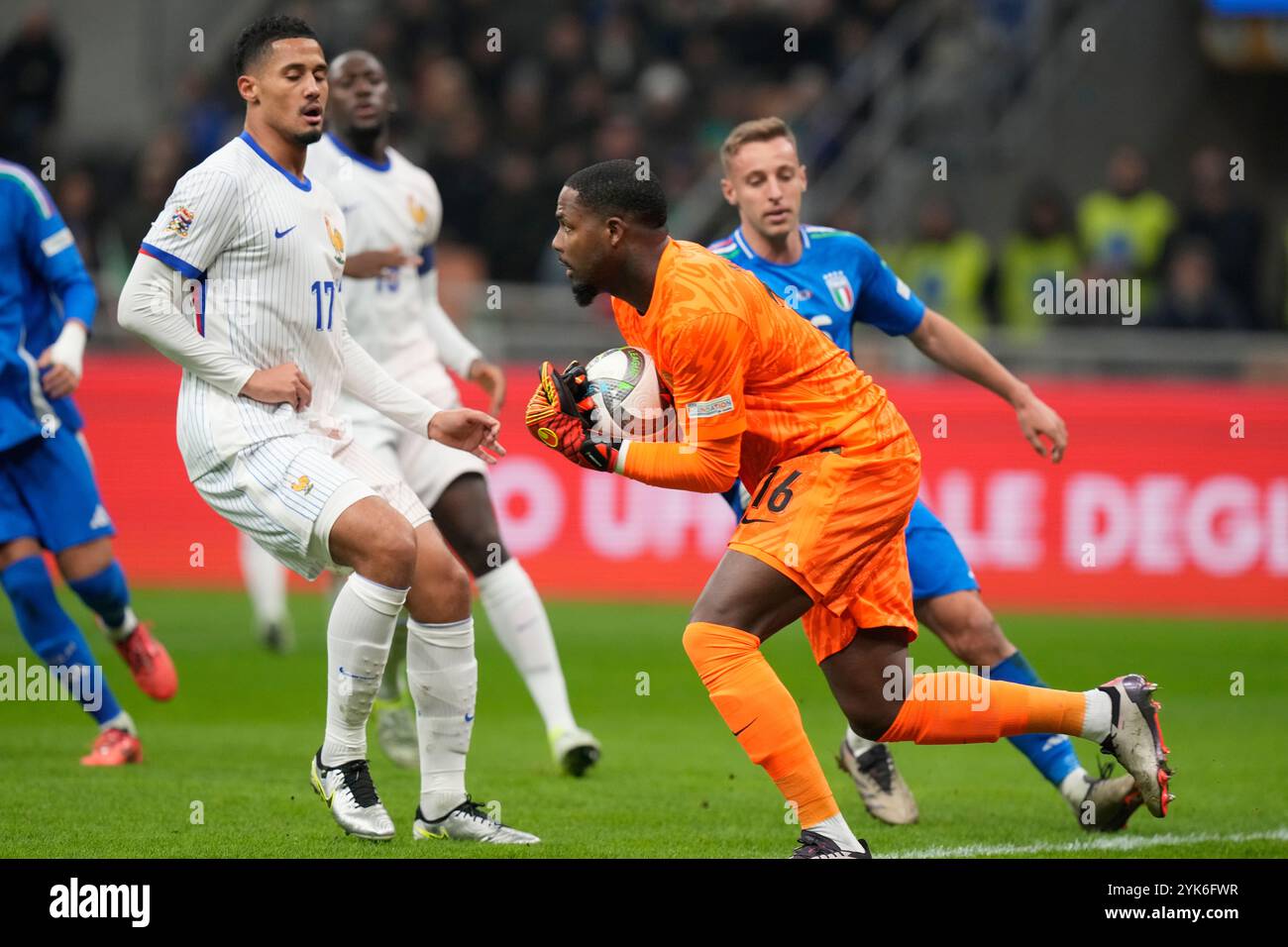 France goalkeeper Mike Maignan makes a save during the Nations League ...