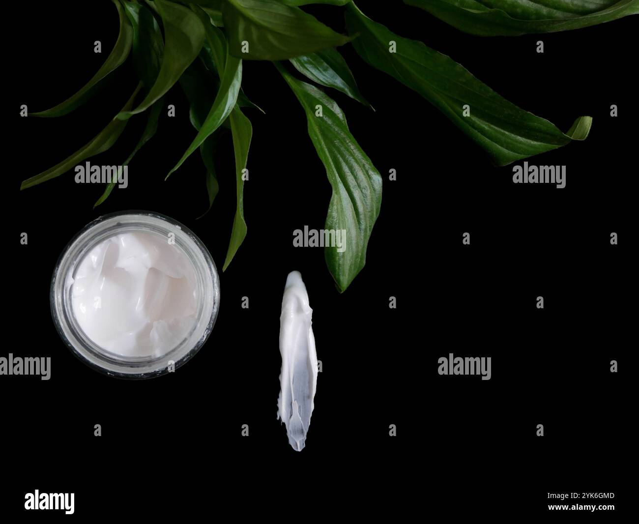 Natural organic face cream isolated on black with copy space. Cosmetics ...