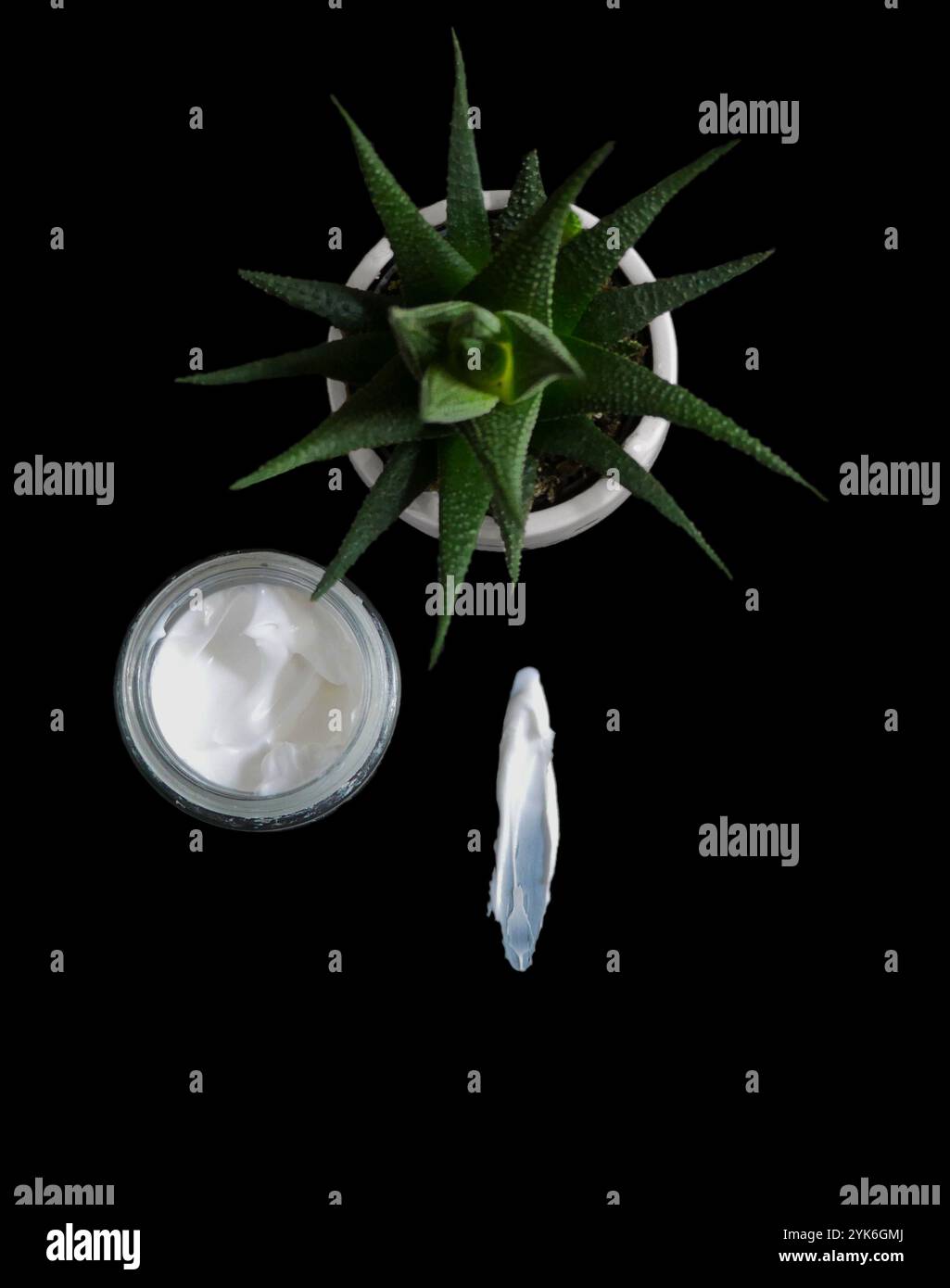 Natural organic face cream isolated on black with copy space. Cosmetics ...