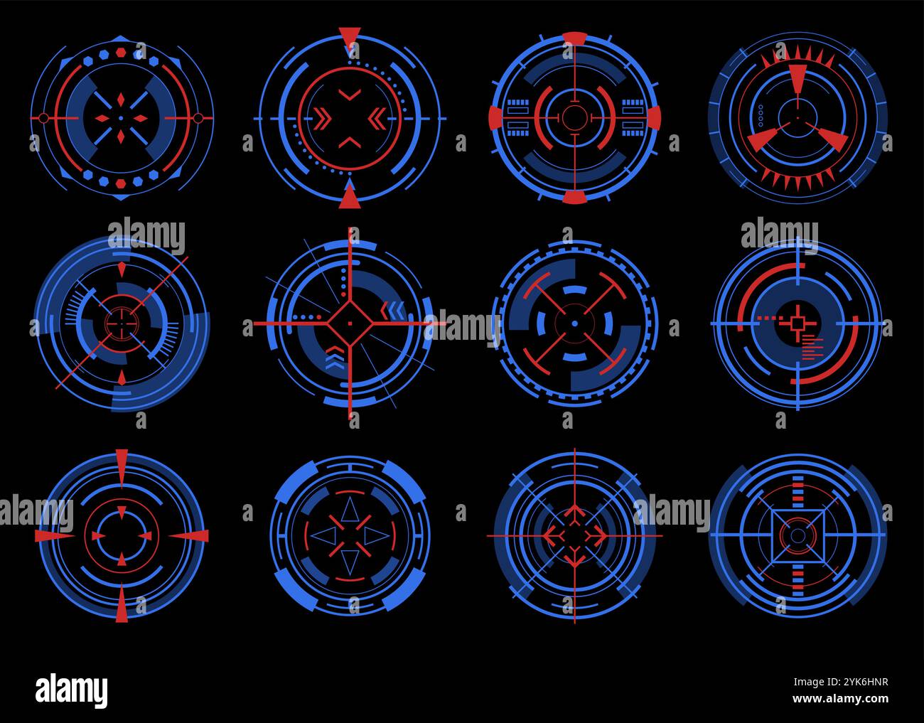 Futuristic game targets. HUD sniper optical aims. Accuracy signs ...