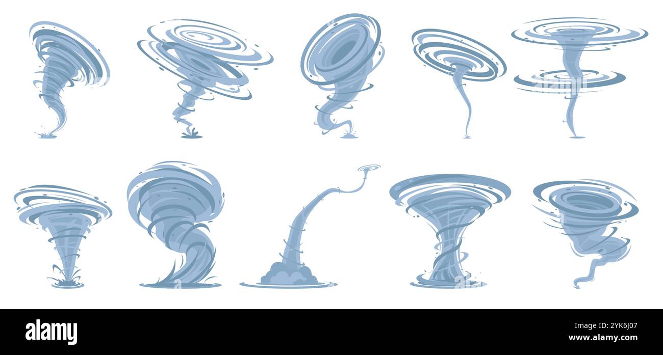 Cartoon tornado. Twisted winds effects. Natural disasters. Weather ...
