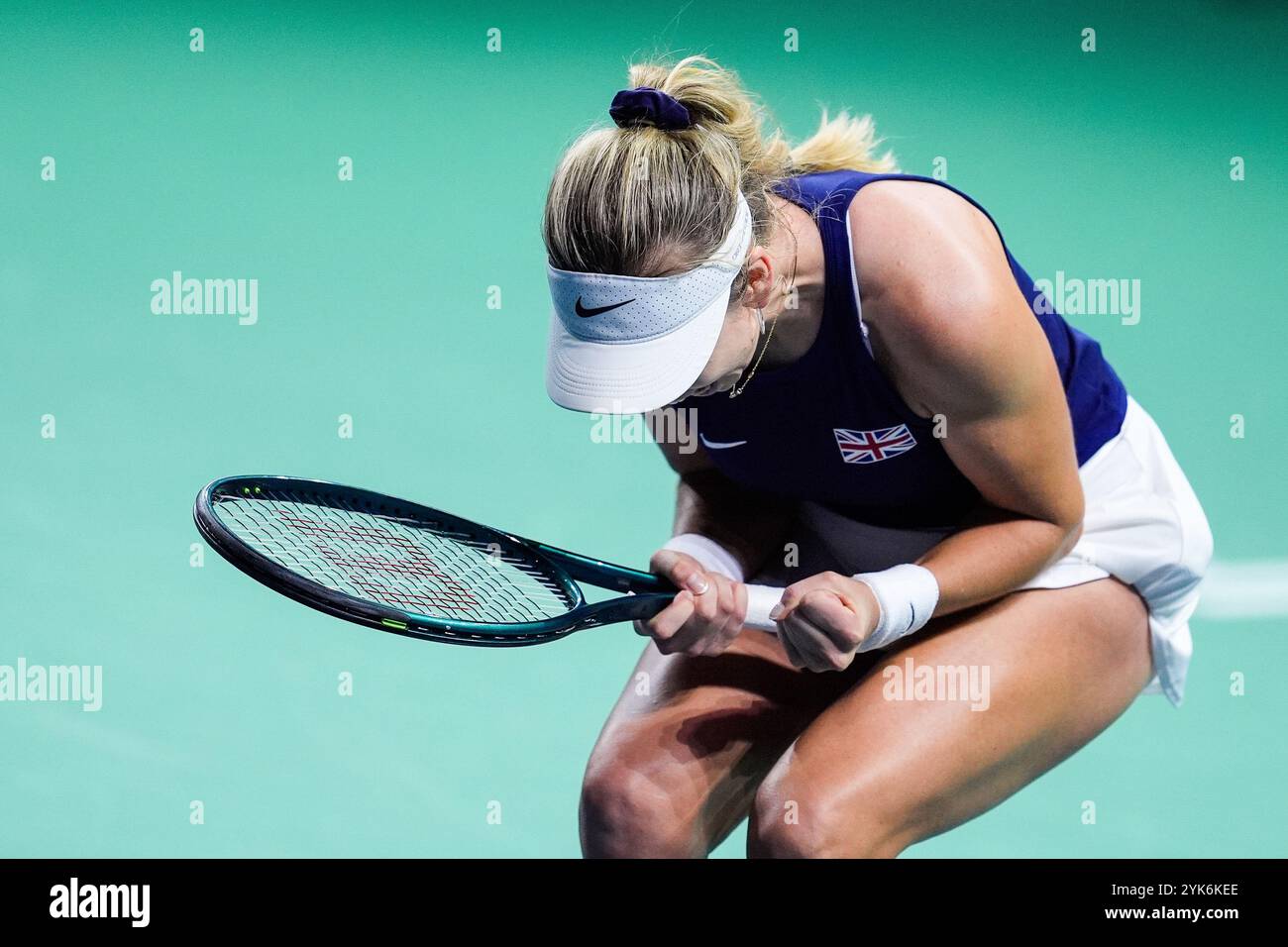 Katie Boulter of Great Britain celebrate the victory against Leylah ...