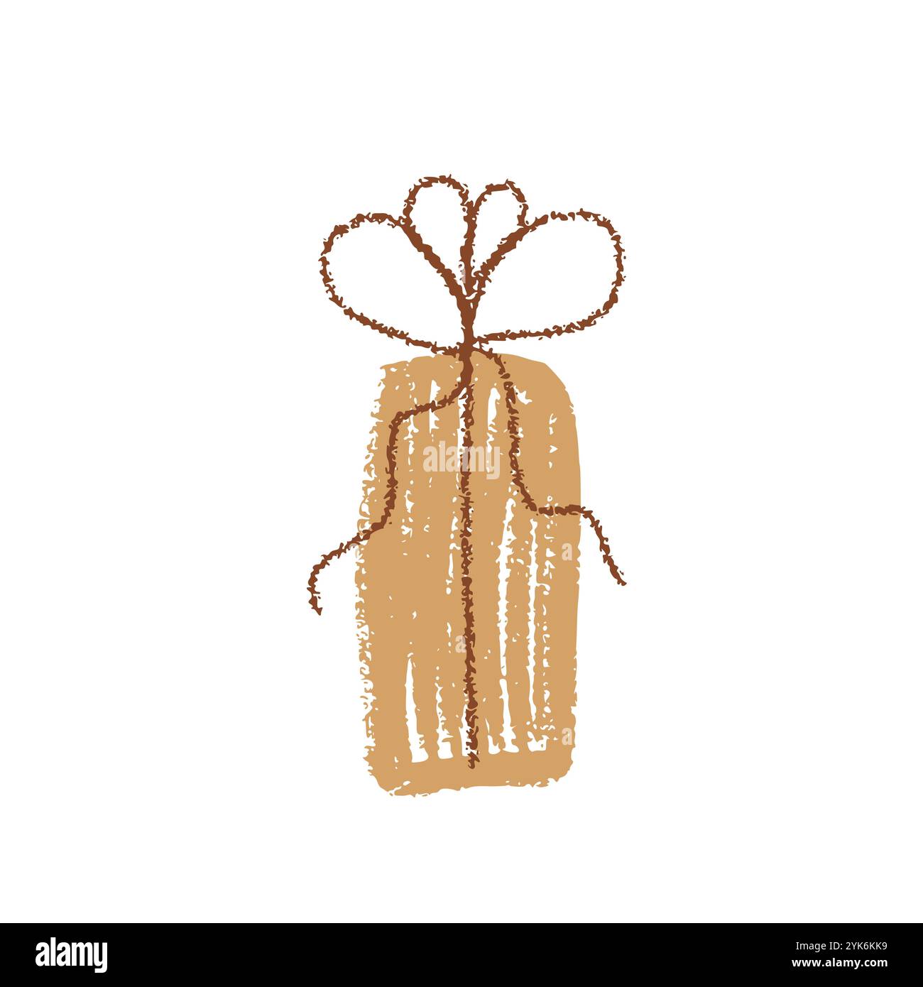 Crayon gift box. Scribble style festive present Chalk drawing holiday ...