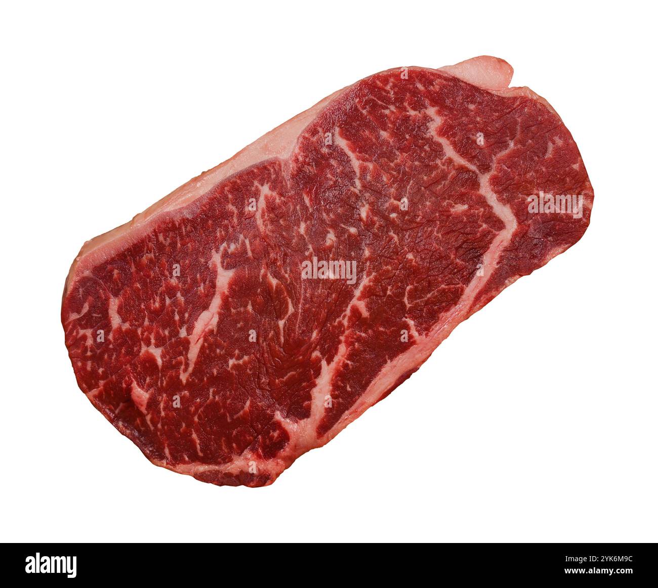 Close up one marbled raw striploin beef steak isolated on white ...